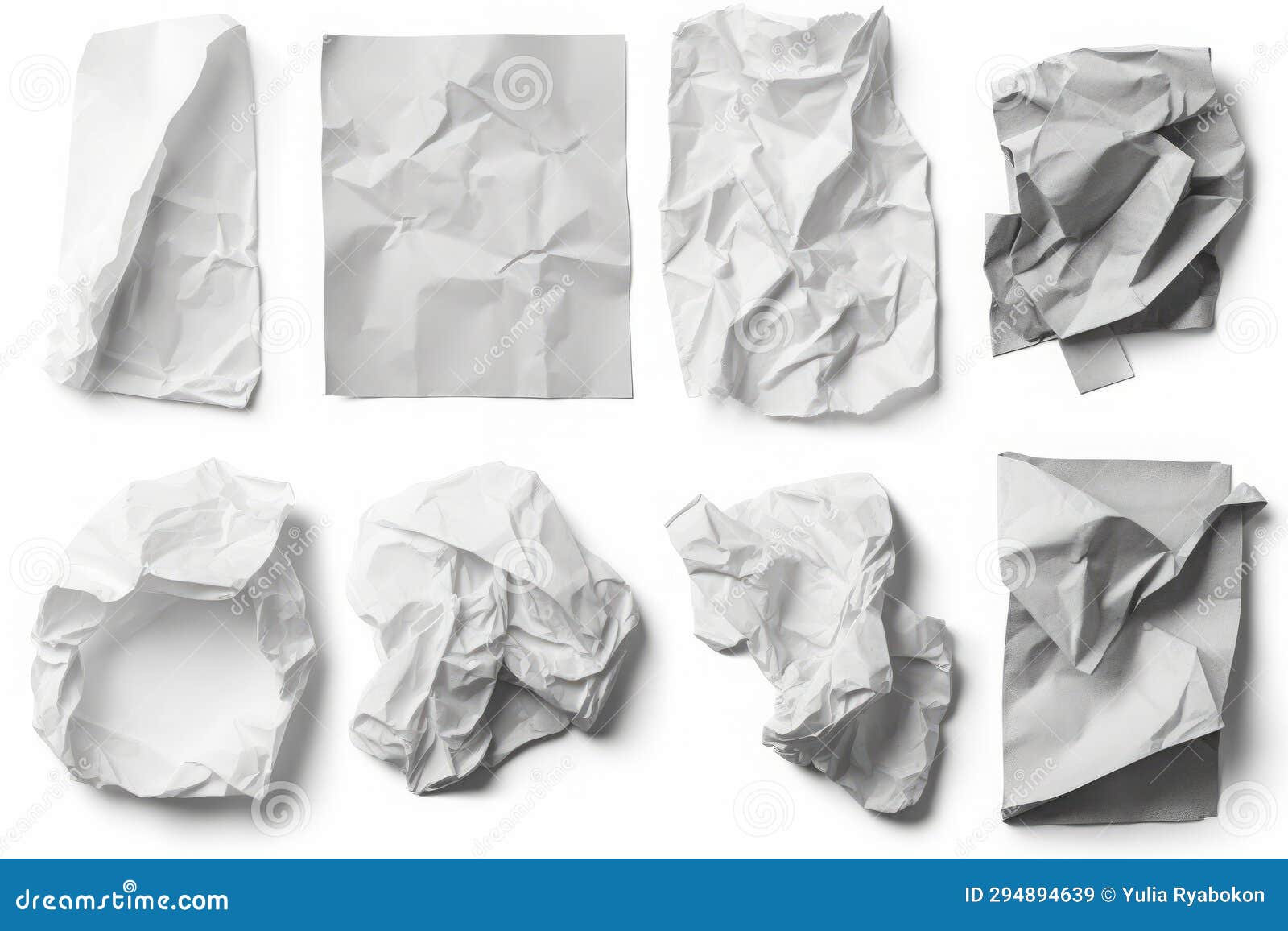 Set of Crumpled Sheets of Different Paper. Generate Ai Stock ...
