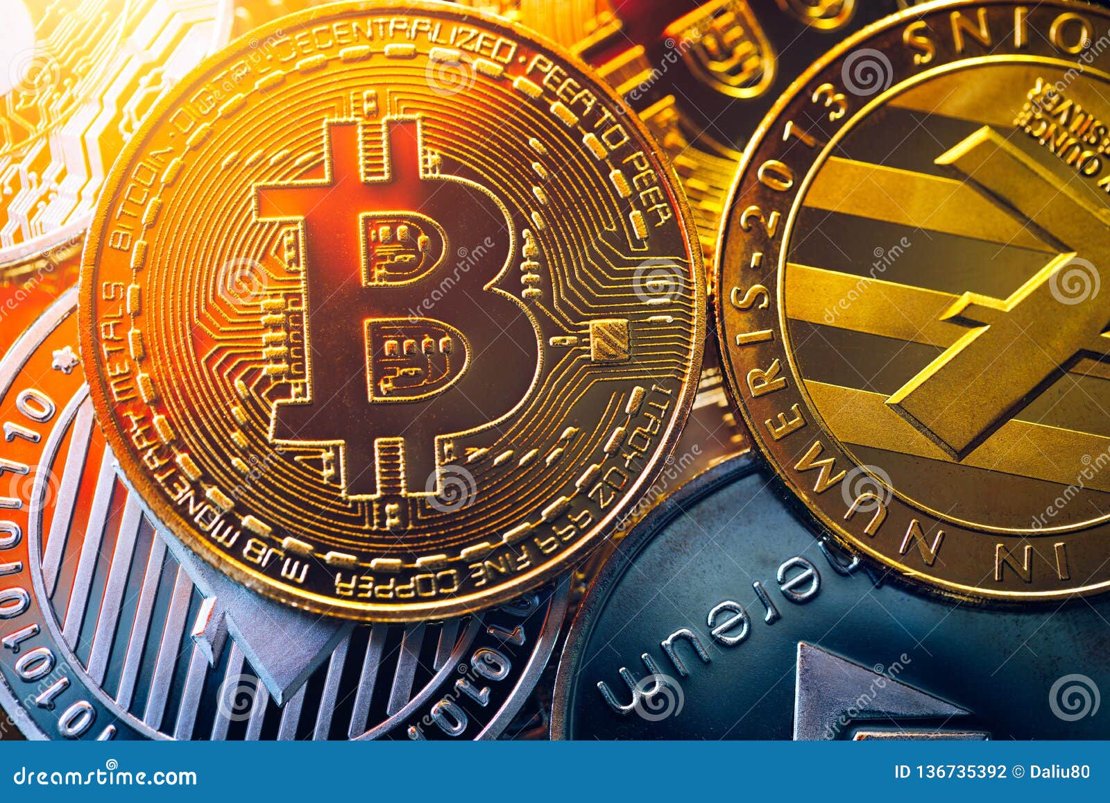 Set Of Cryptocurrencies With Bitcoin Etherium Ripple Litecoin