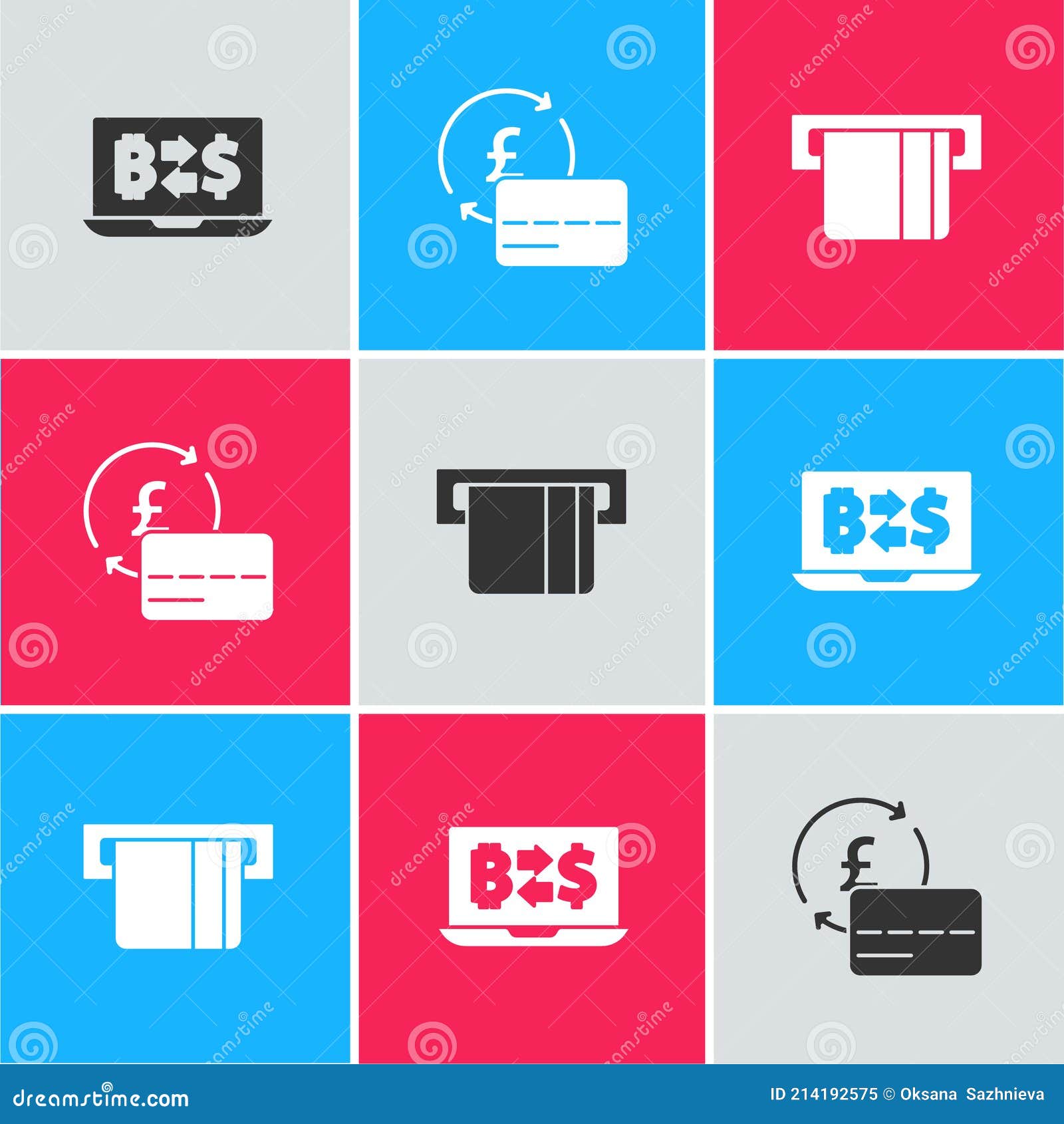 Set Cryptocurrency Exchange, Credit Card and Inserted Icon. Vector ...
