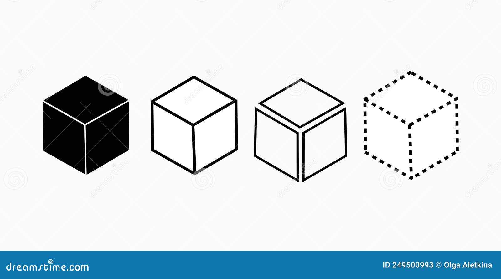 Set of Cube Icon Set with Perspective 3d Model of a Cube. Vector ...