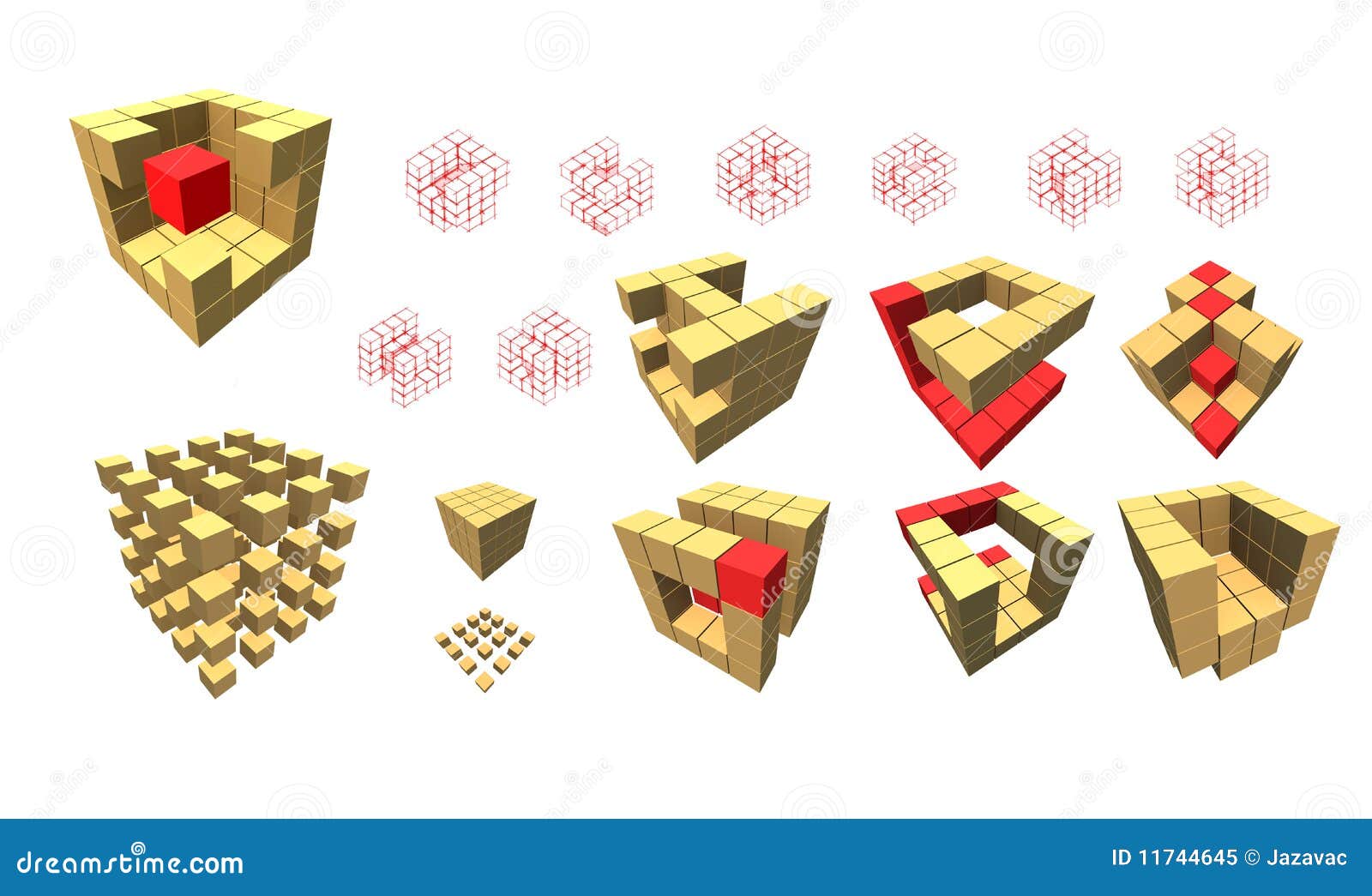 Set of Cube Pieces for Logo Stock Illustration - Illustration of icon ...