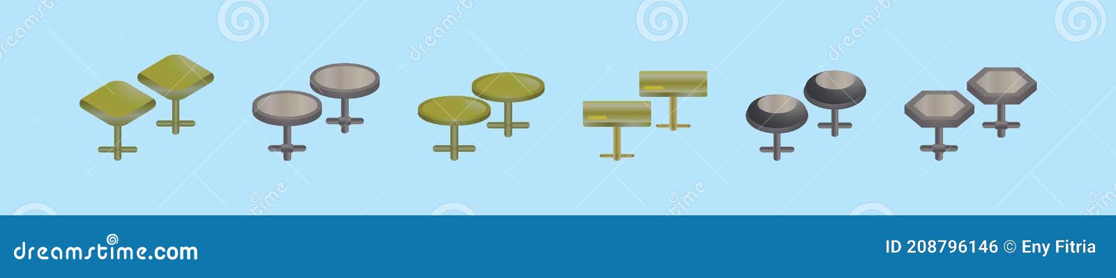 Set of Cufflink Cartoon Icon Design Template with Various Models ...