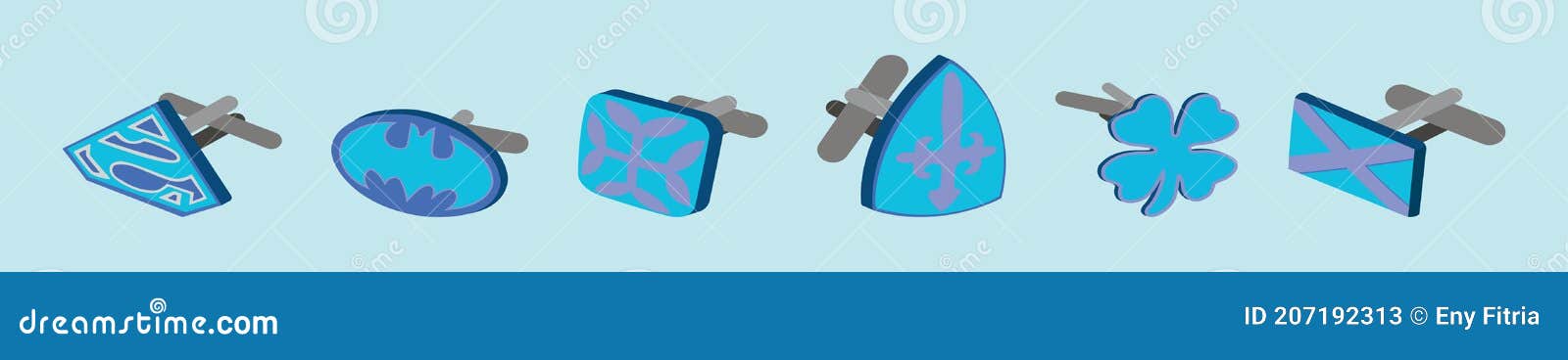 Set of Cufflink Cartoon Icon Design Template with Various Models ...