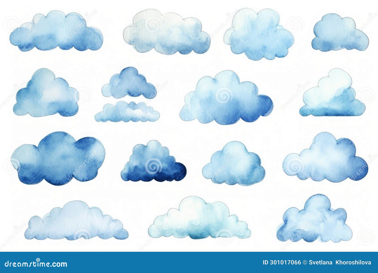 Set of Cumulus Clouds for Weather Forecast on a White Background ...
