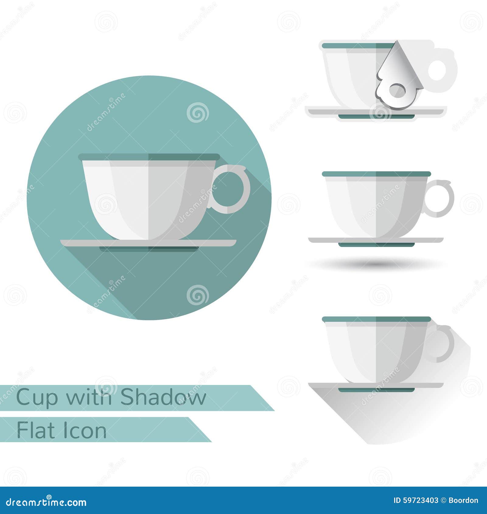 Set of Cup Icons in Flat Style with Different Shadow Stock Vector ...