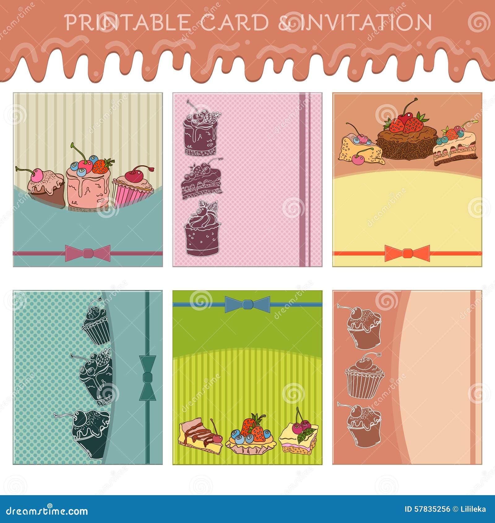 Set of Cupcake Cards Template Stock Vector - Illustration of graphic ...