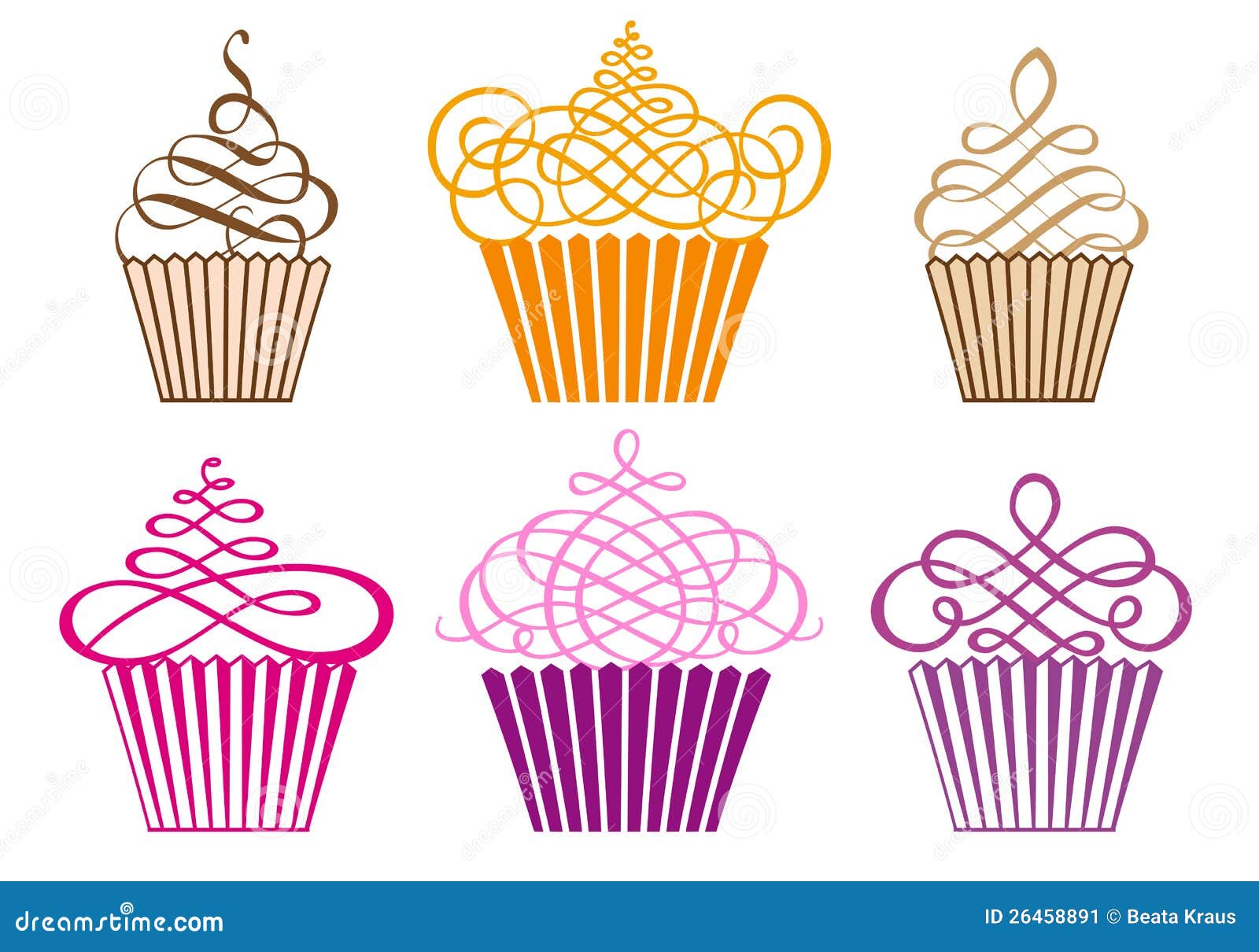 Set of cupcakes, vector stock vector. Illustration of graphic - 26458891