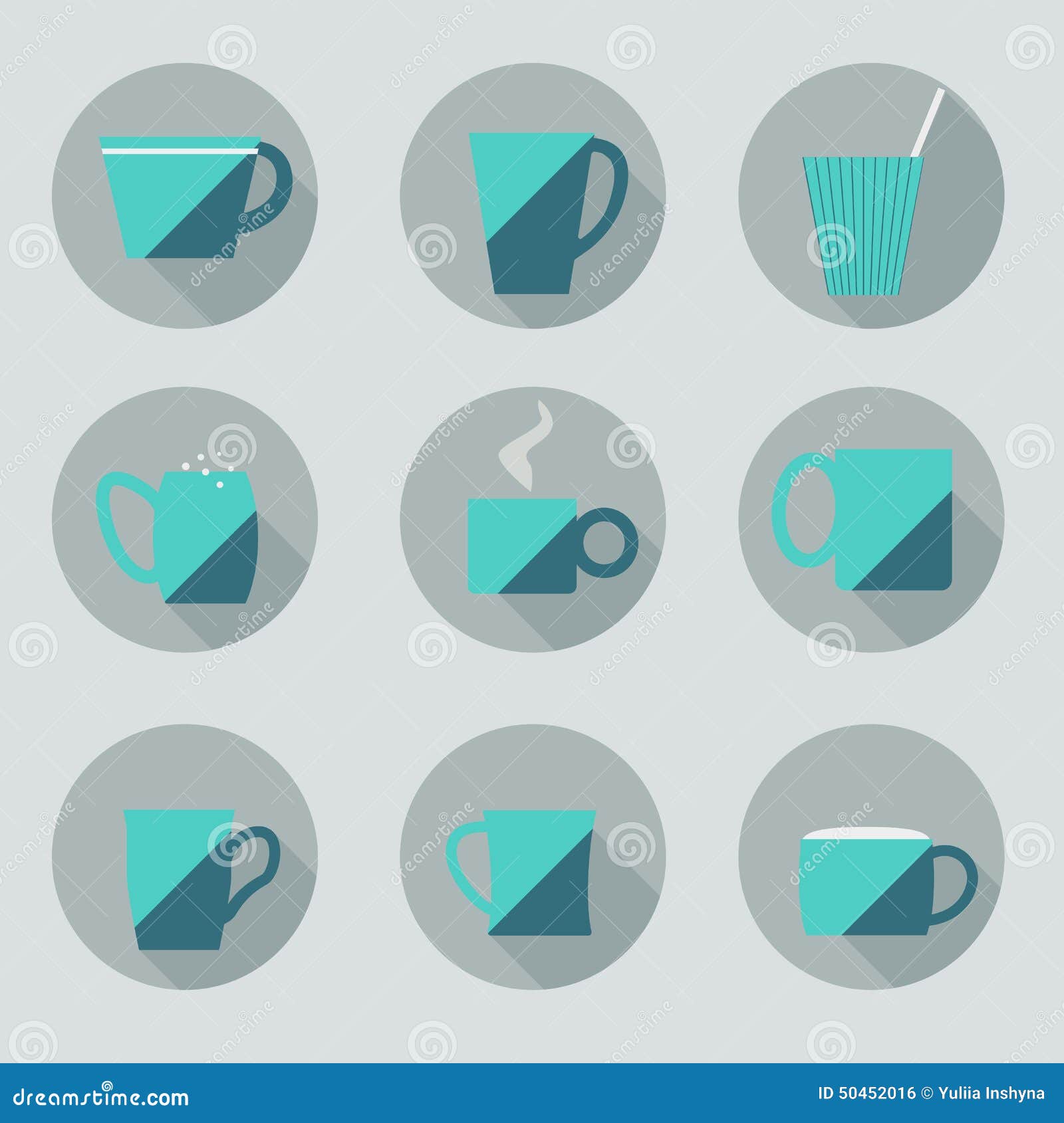 Set of cups. Flat style stock vector. Illustration of colors - 50452016