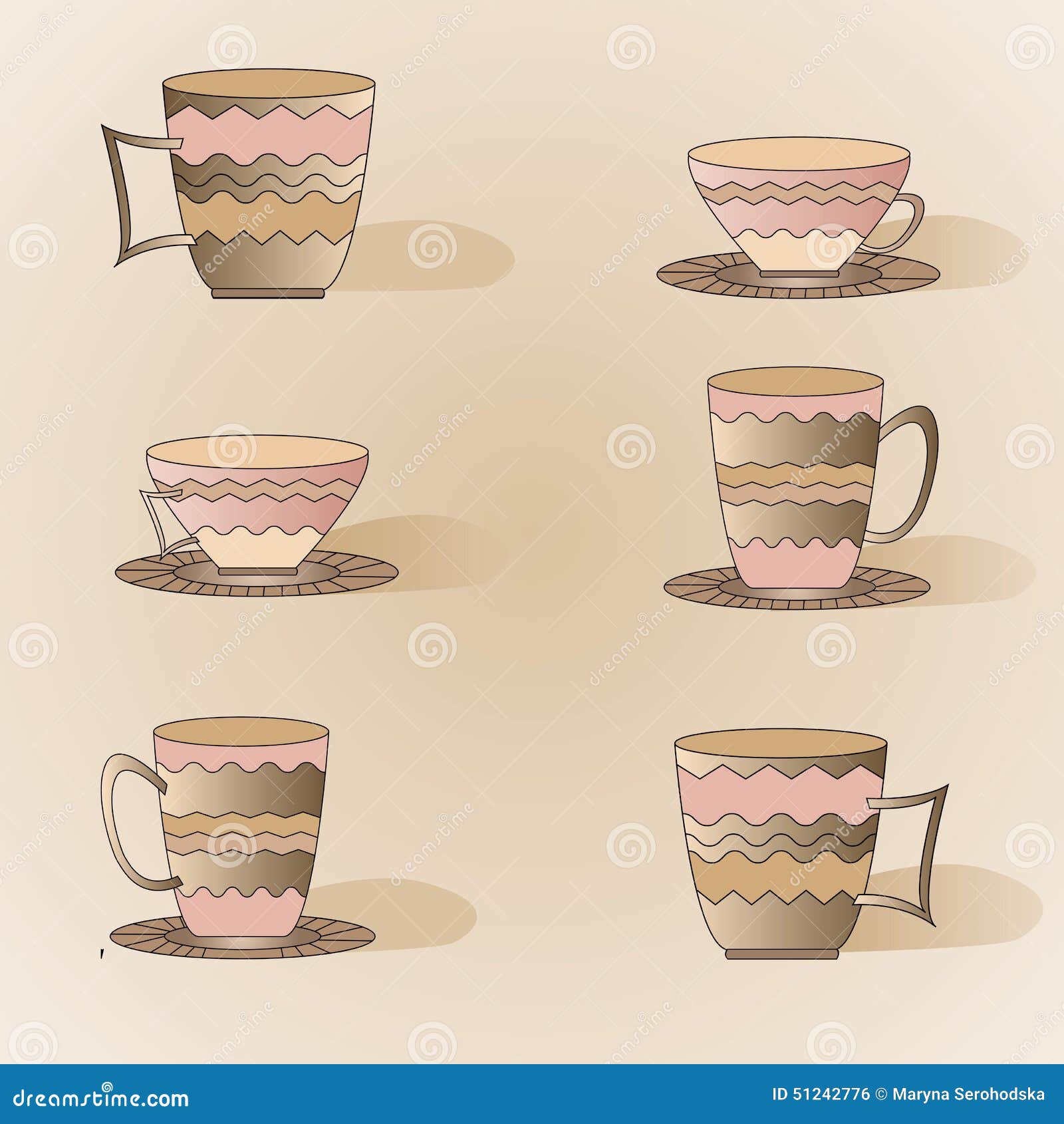 Set of cups stock vector. Illustration of espresso, isolated - 51242776