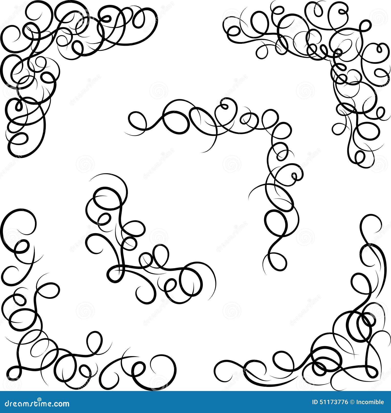 Set of Curled Calligraphic Design Elements Stock Vector - Illustration ...