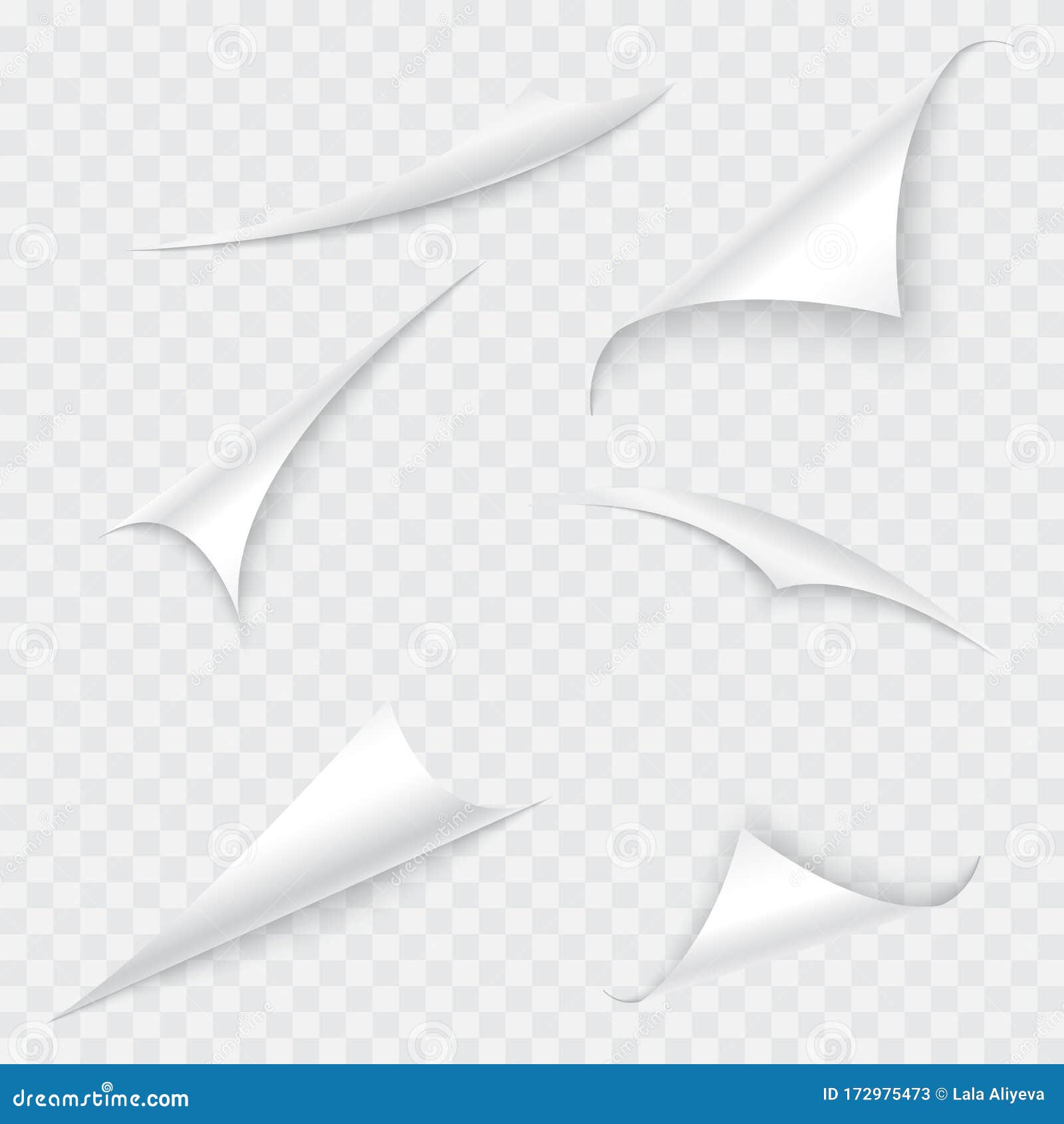 Set of Curled Page Corners on Transparent Background. Vector Stock ...