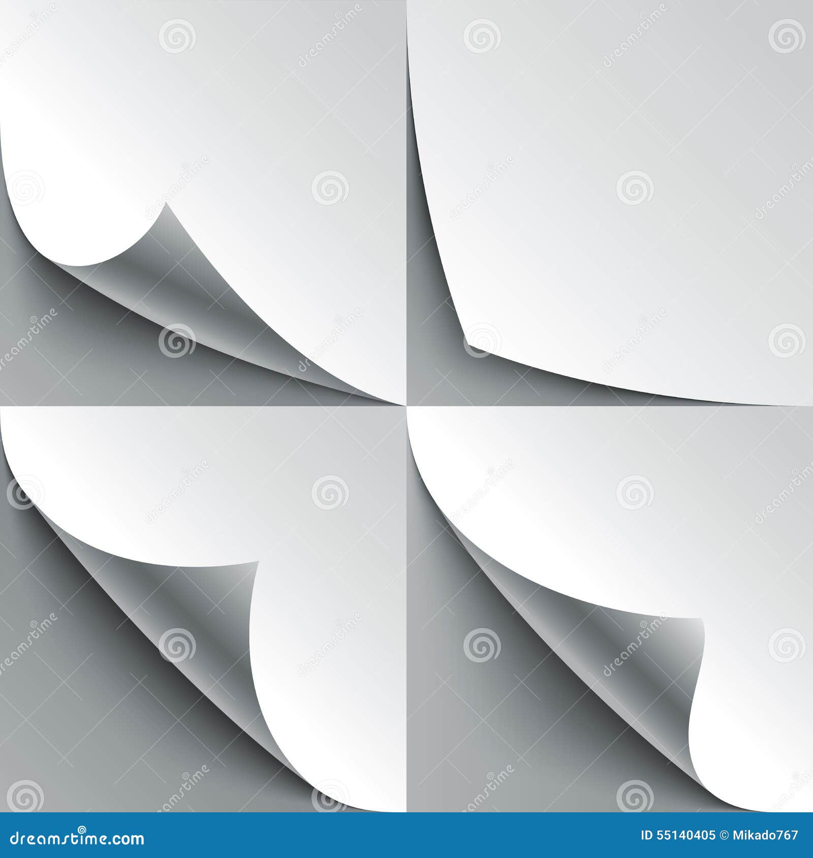 Curled White Paper Edges On A Transparent Background. Vector ...