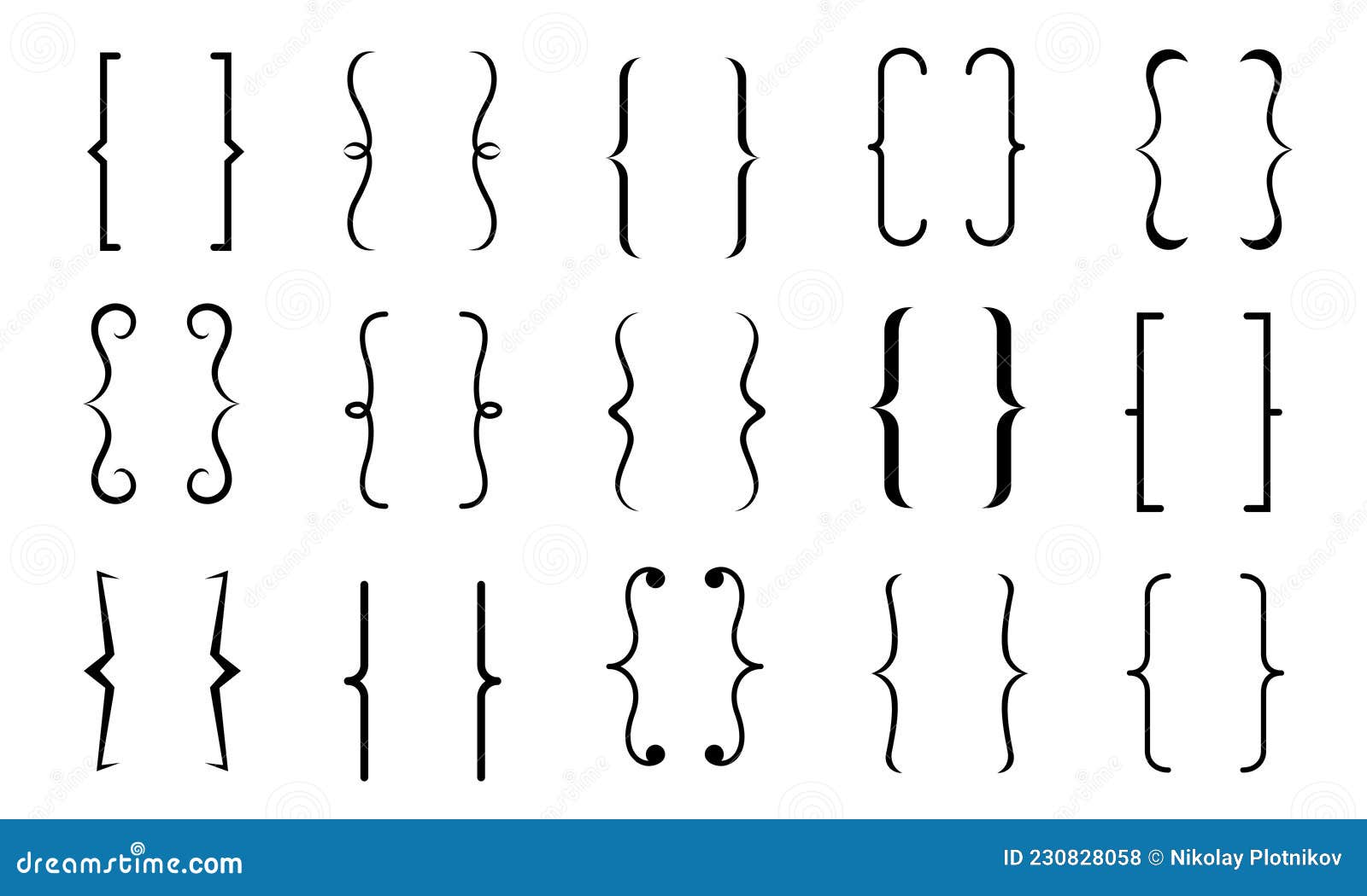 Curly Braces. Parenthesis School Signs Print Brackets Vector Symbols ... Curly Braces. Parenthesis School Signs Print Brackets Vector Symbols ...