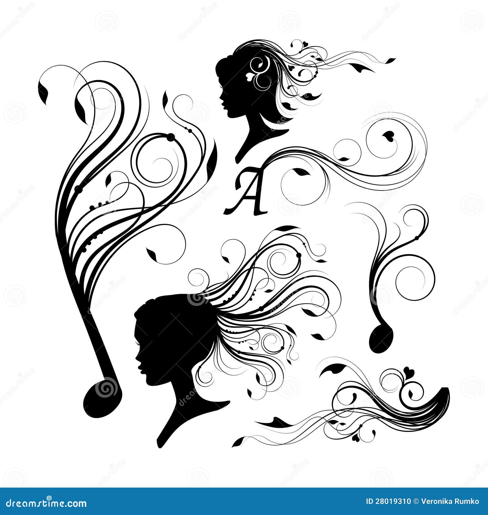 Set Of Curly Design Elements Stock Vector - Illustration of seamless ...