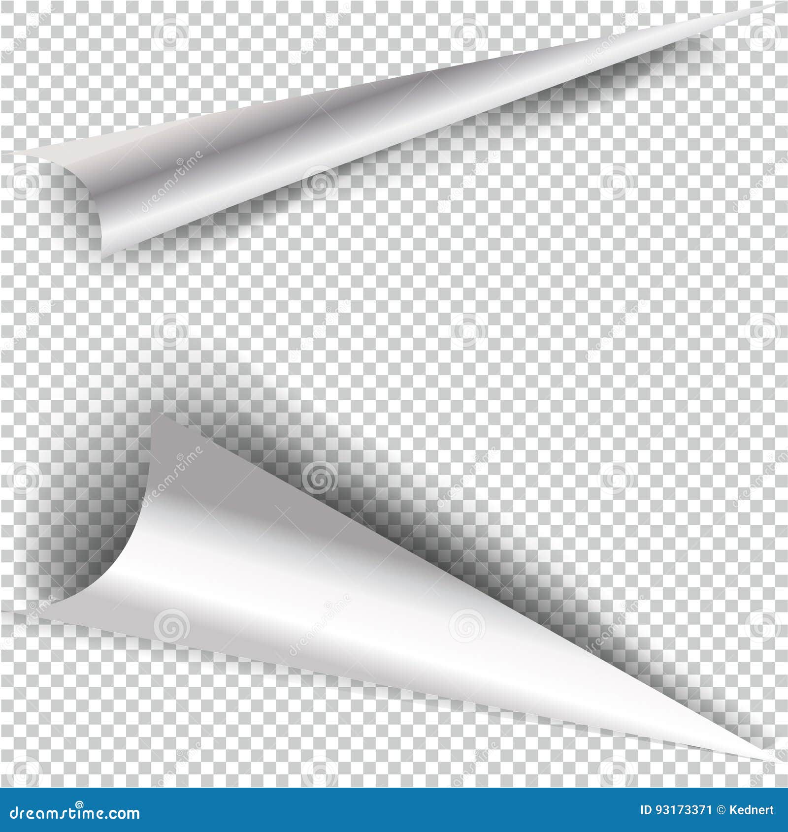 Curly Page Corner Realistic Illustration. Curled Corners Set. Paper ...