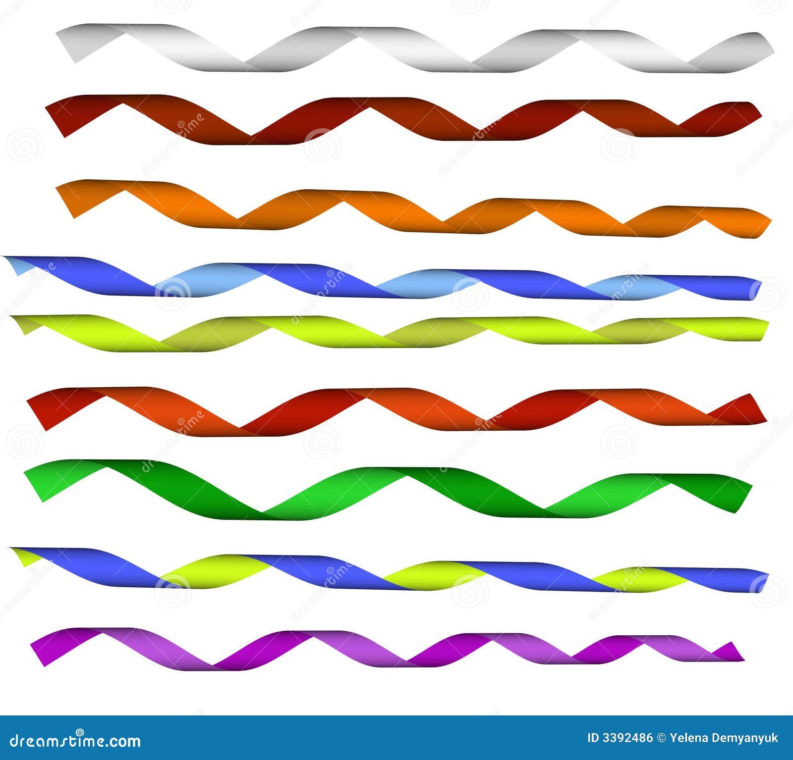Set of Curly Ribbon, Isolated Stock Illustration - Illustration of ...