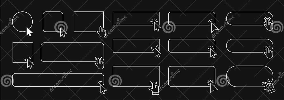 Set Of Cursor Computer Mouse Click Cursor Gray Arrow Icons Set And Loading Icons Cursor Icon