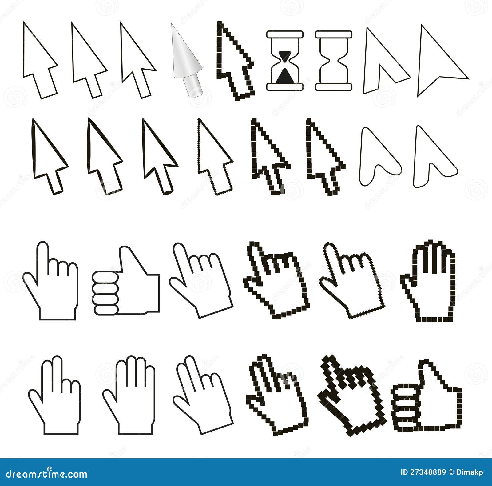 Set of cursors stock illustration. Illustration of internet - 27340889