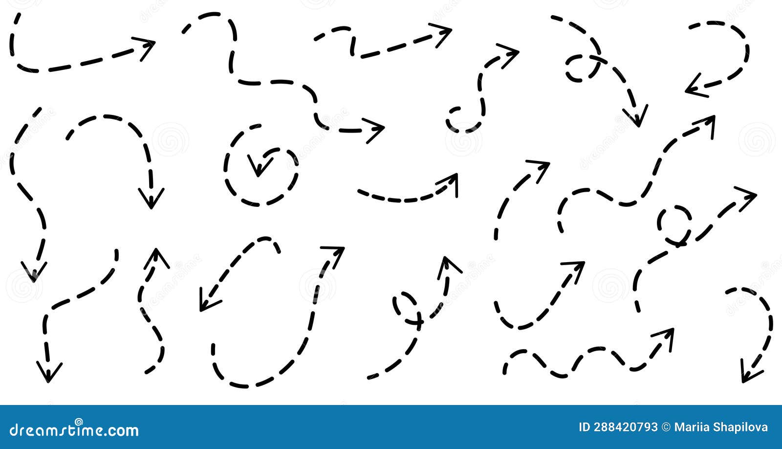 Dotted Arrows Big Vector Set Of Icons Or Logos, Collection Of Direction ...