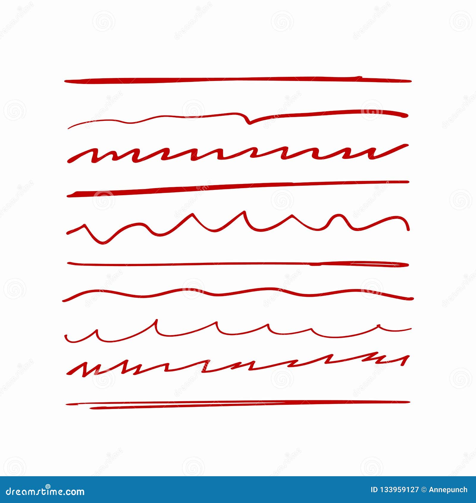 Set of Curved Lines Drawn by Hand. Different Underlines. Sketch, Doodle ...