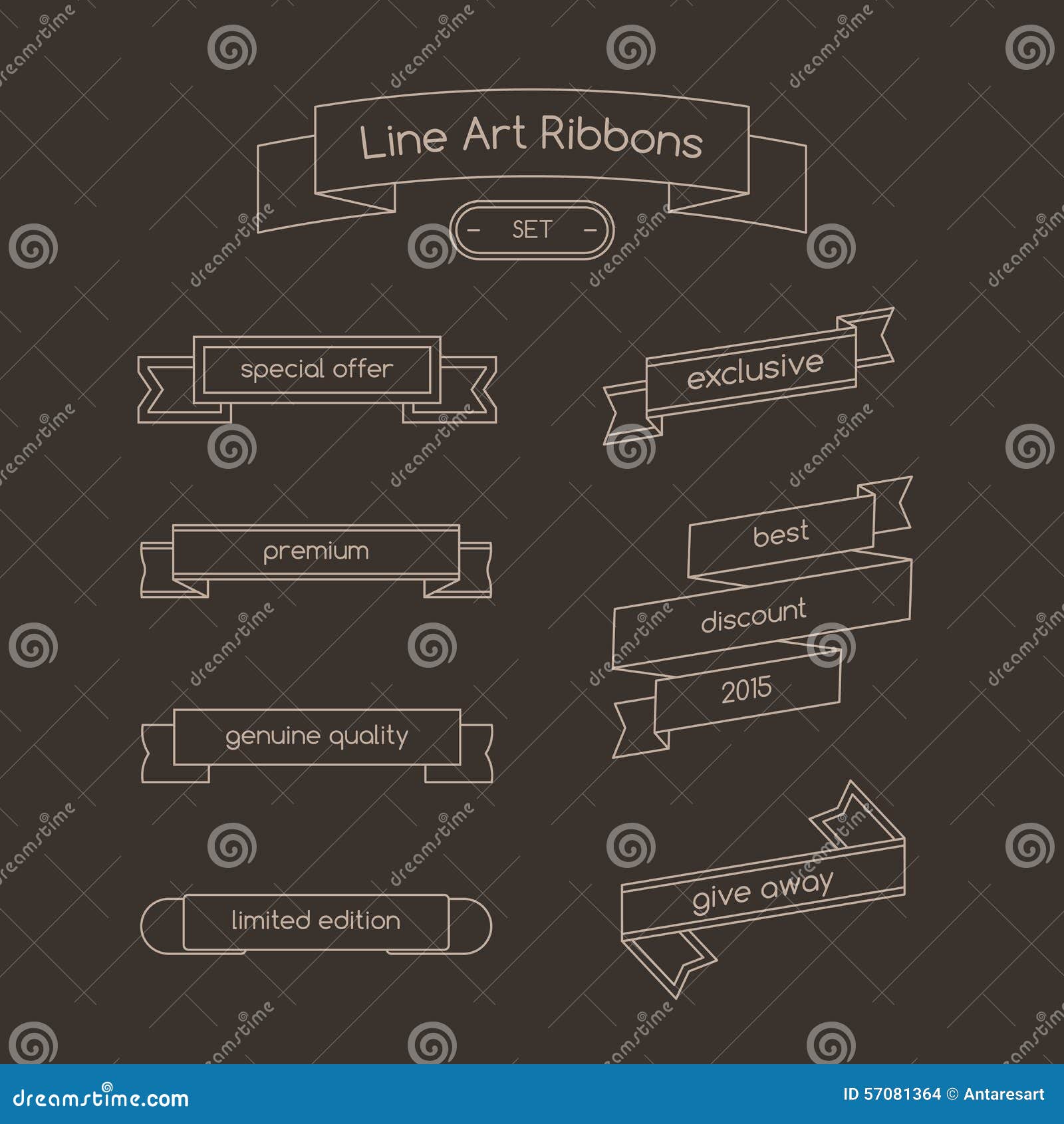 Set Of Curved Ribbons Thin Line. Lineart Illustration Royalty-Free ...