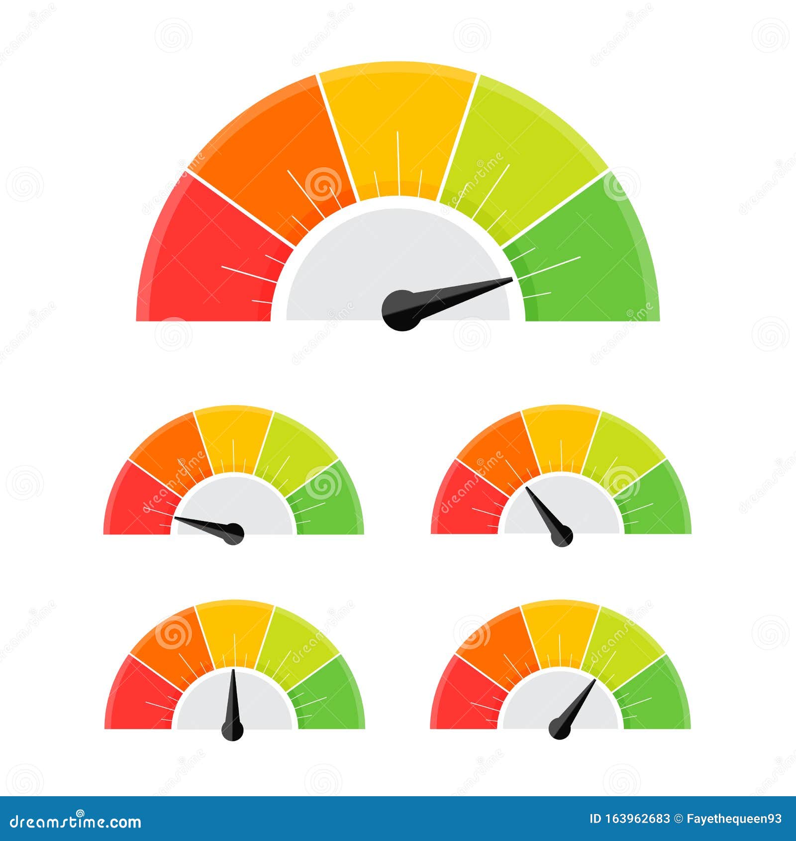 Set Customer Satisfaction Meter with Different Colors Isolated on White ... Set Customer Satisfaction Meter with Different Colors Isolated on White ...