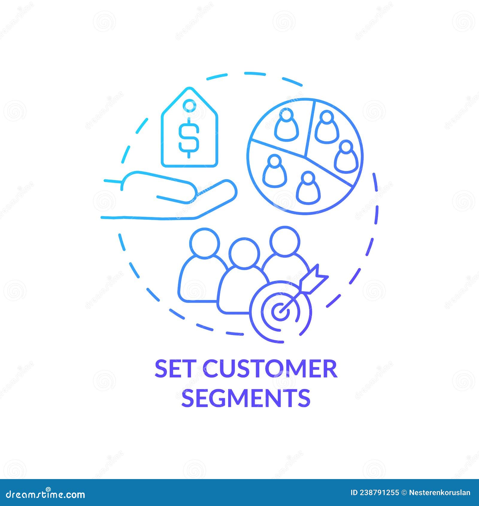 Set Customer Segments Blue Gradient Concept Icon Stock Vector ...