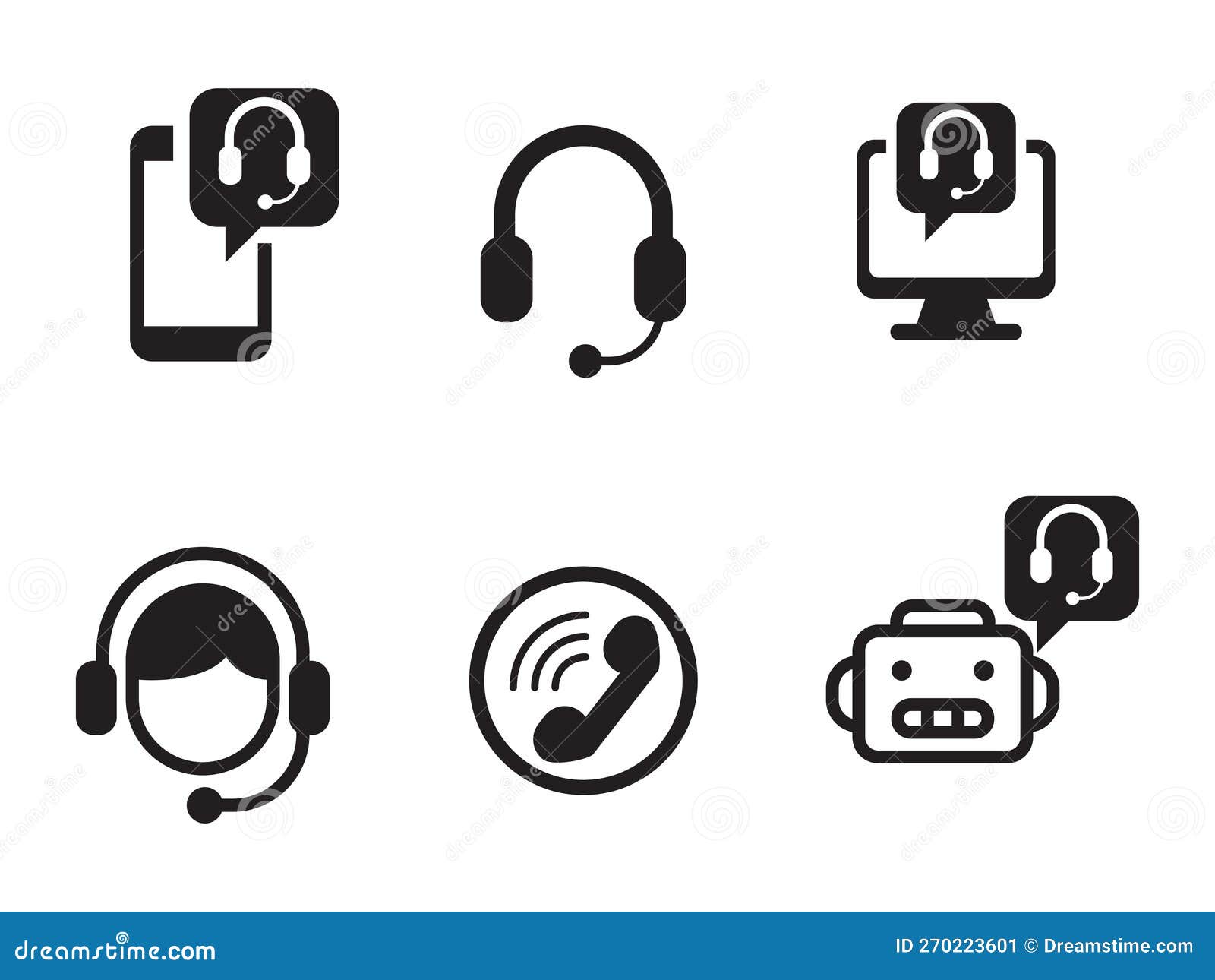 Set of Customer Service Icons in Black Style Stock Vector ...