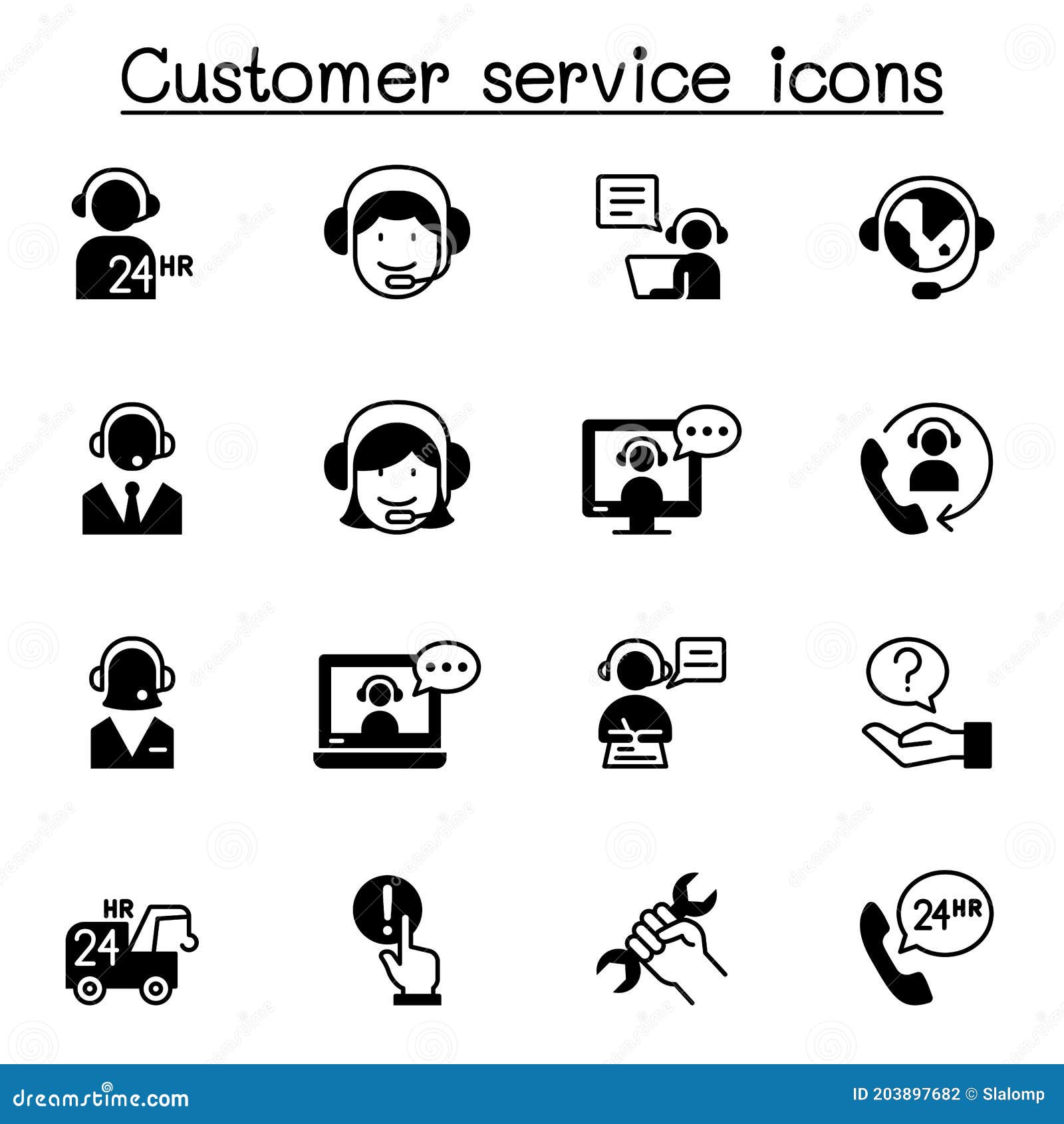 Set of Customer Service Related Vector Line Icons. Contains Such Icons ...