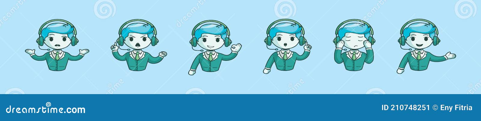 Set of Customer Services Cartoon Icon Design Template with Various ...