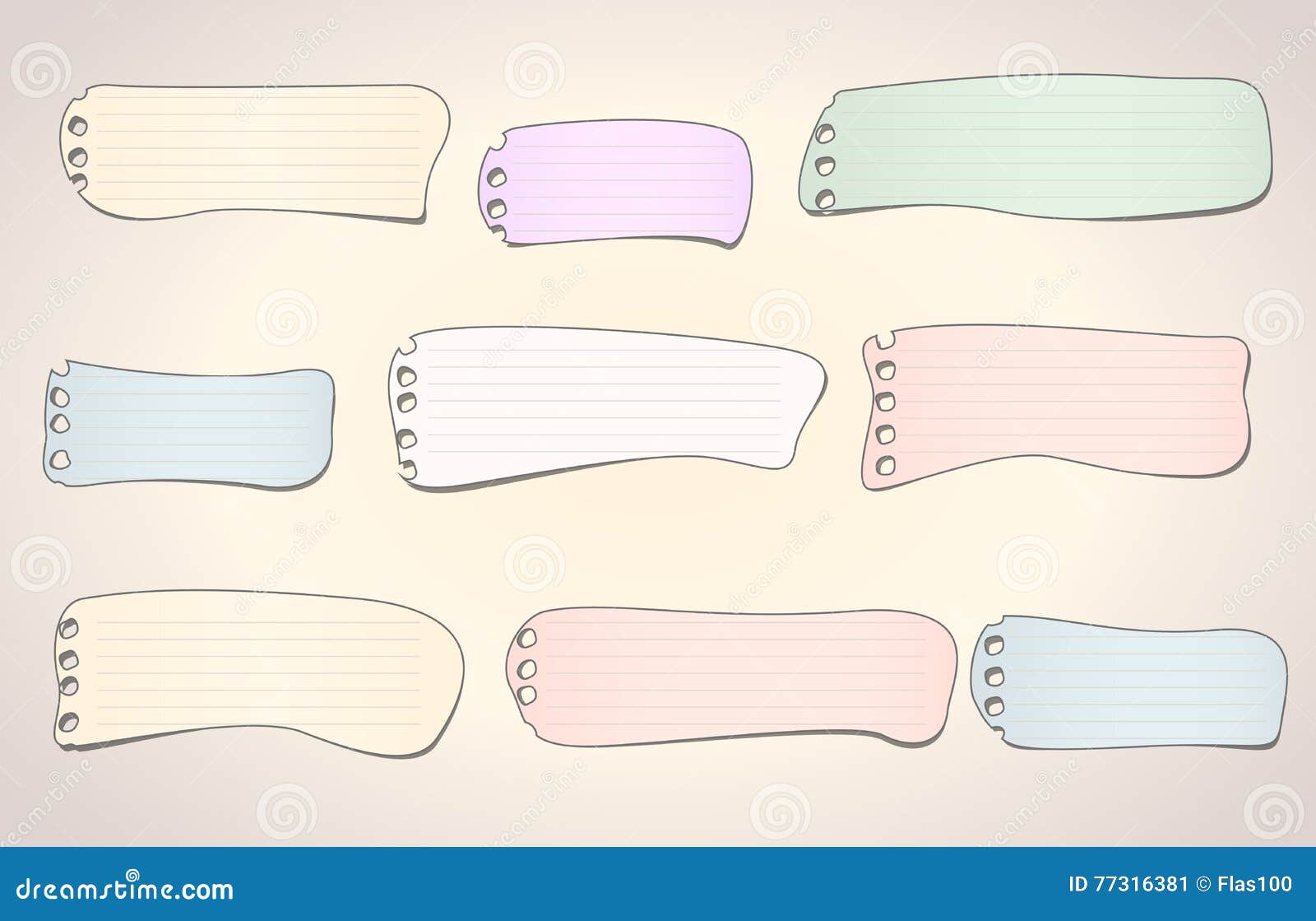 Set of Cut Cartoon Notebook, Note Paper Sheets Stock Vector ...