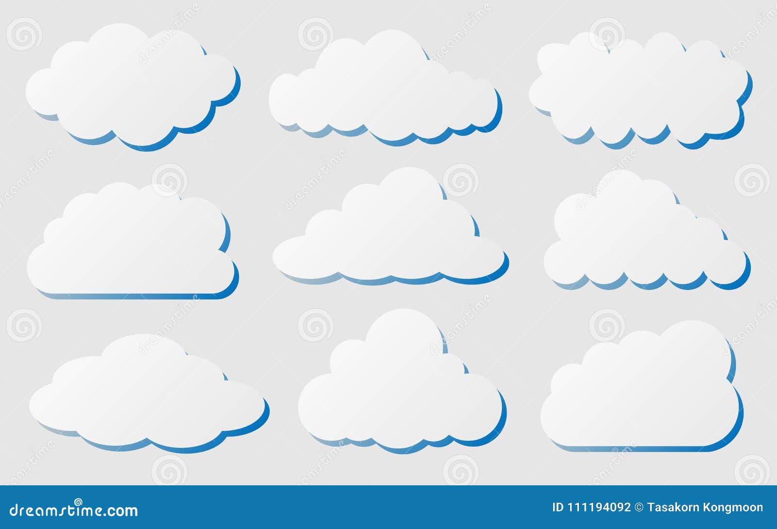 Set of Cut Out Clouds for Pattern and Design, Illustration Stock ...