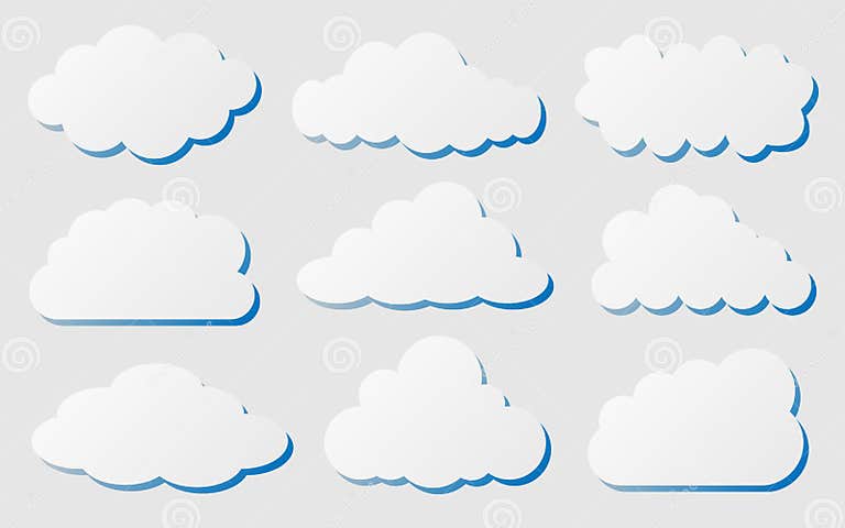 Set of Cut Out Clouds for Pattern and Design, Illustration Stock ...