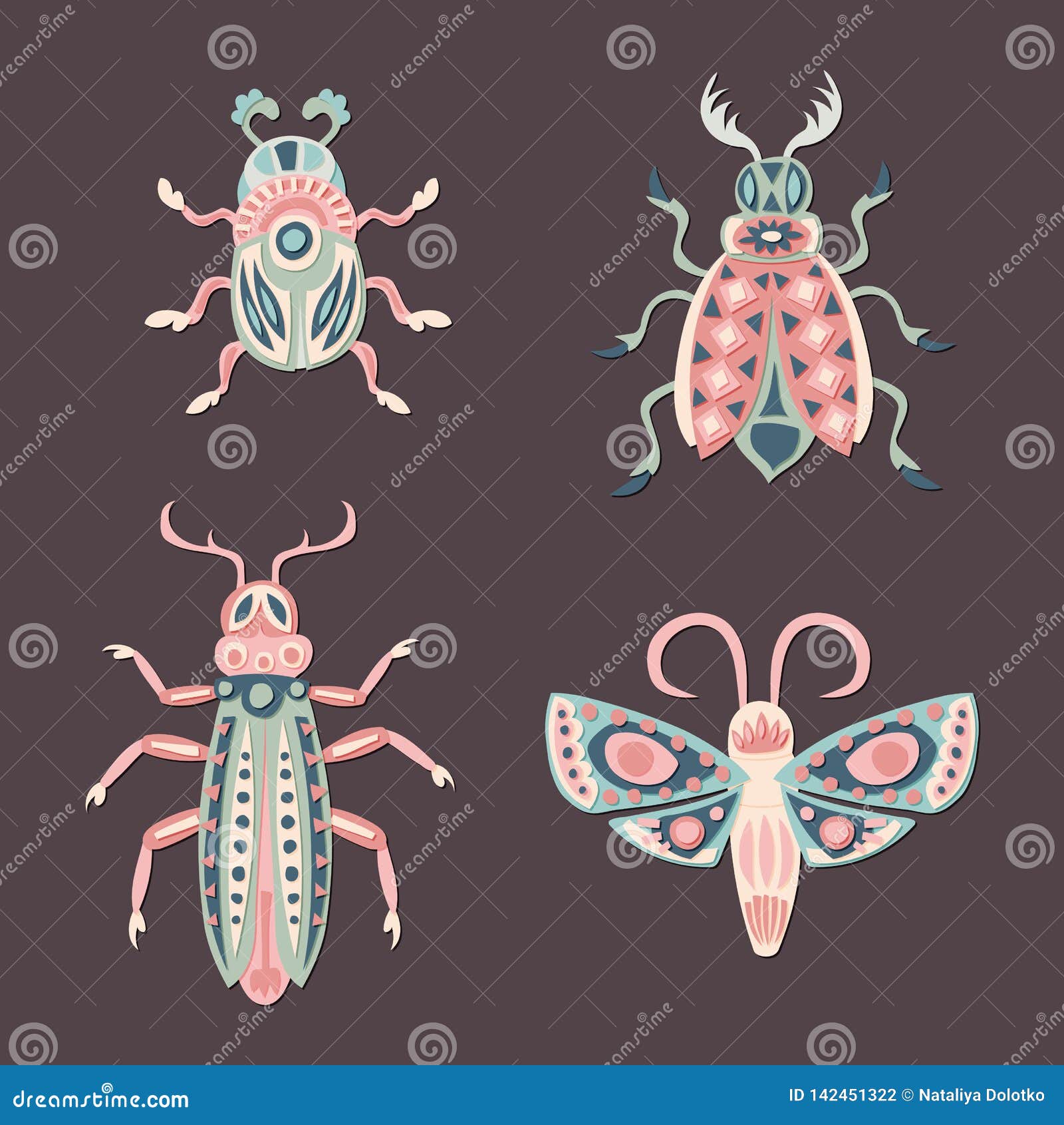 Set of cut out paper bugs stock vector. Illustration of cutout - 142451322
