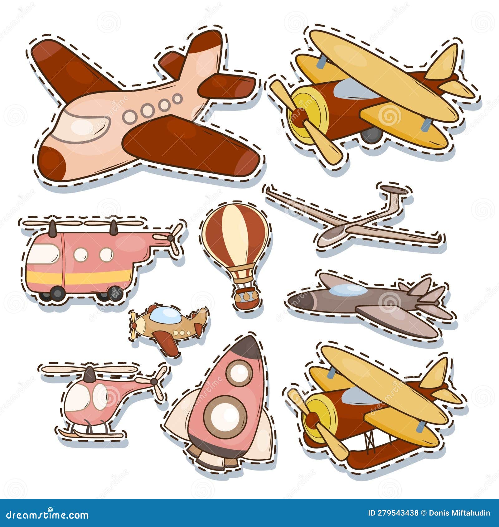 Set of Cute Airplane Elements. Vector Illustration. Stock Vector ...