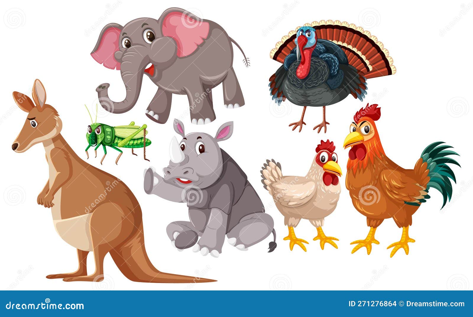 Set of Cute Animals Cartoon Character Stock Vector - Illustration of ...