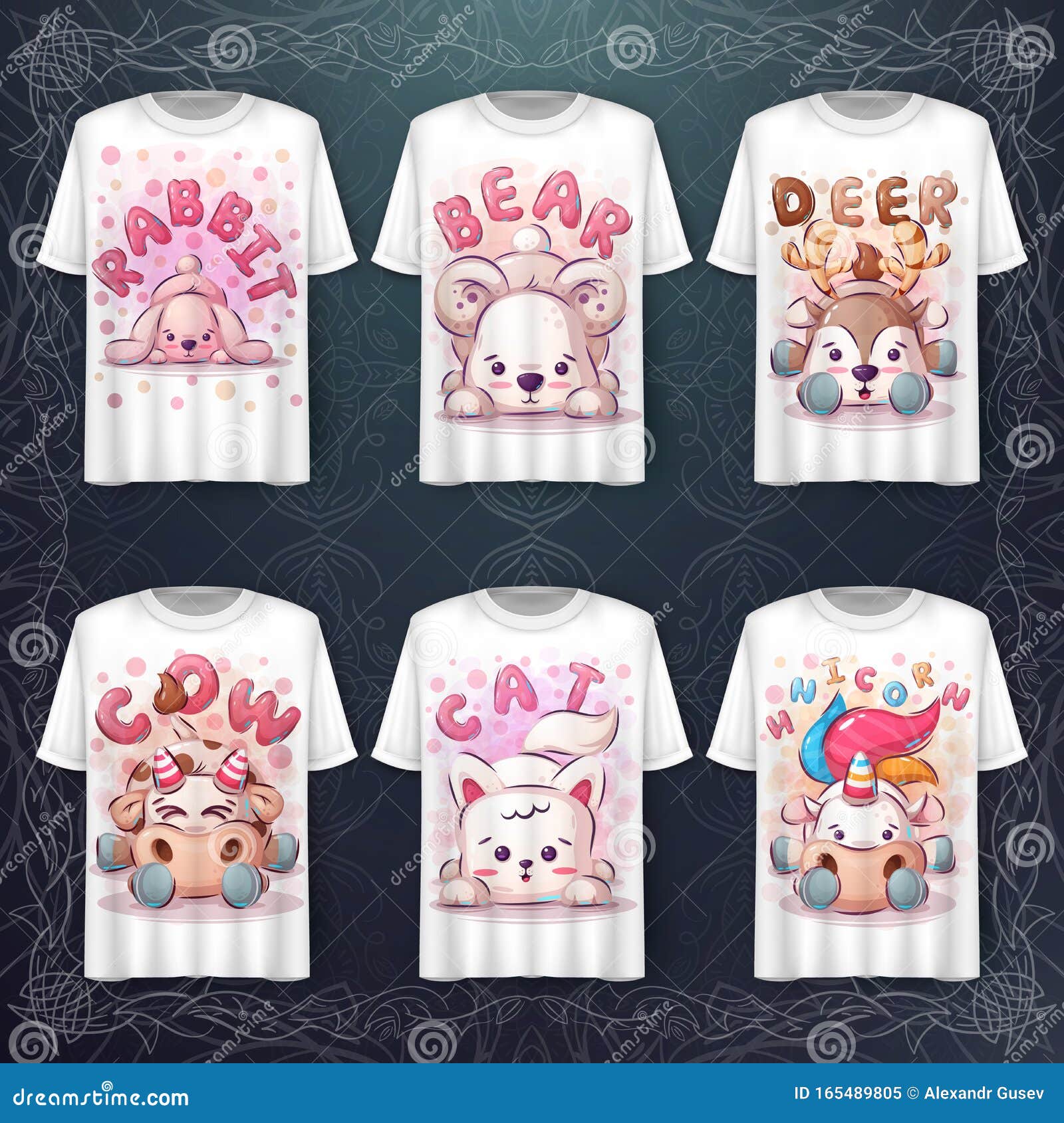 Set Cute Animals Illustration and Merchandising Stock Vector ...