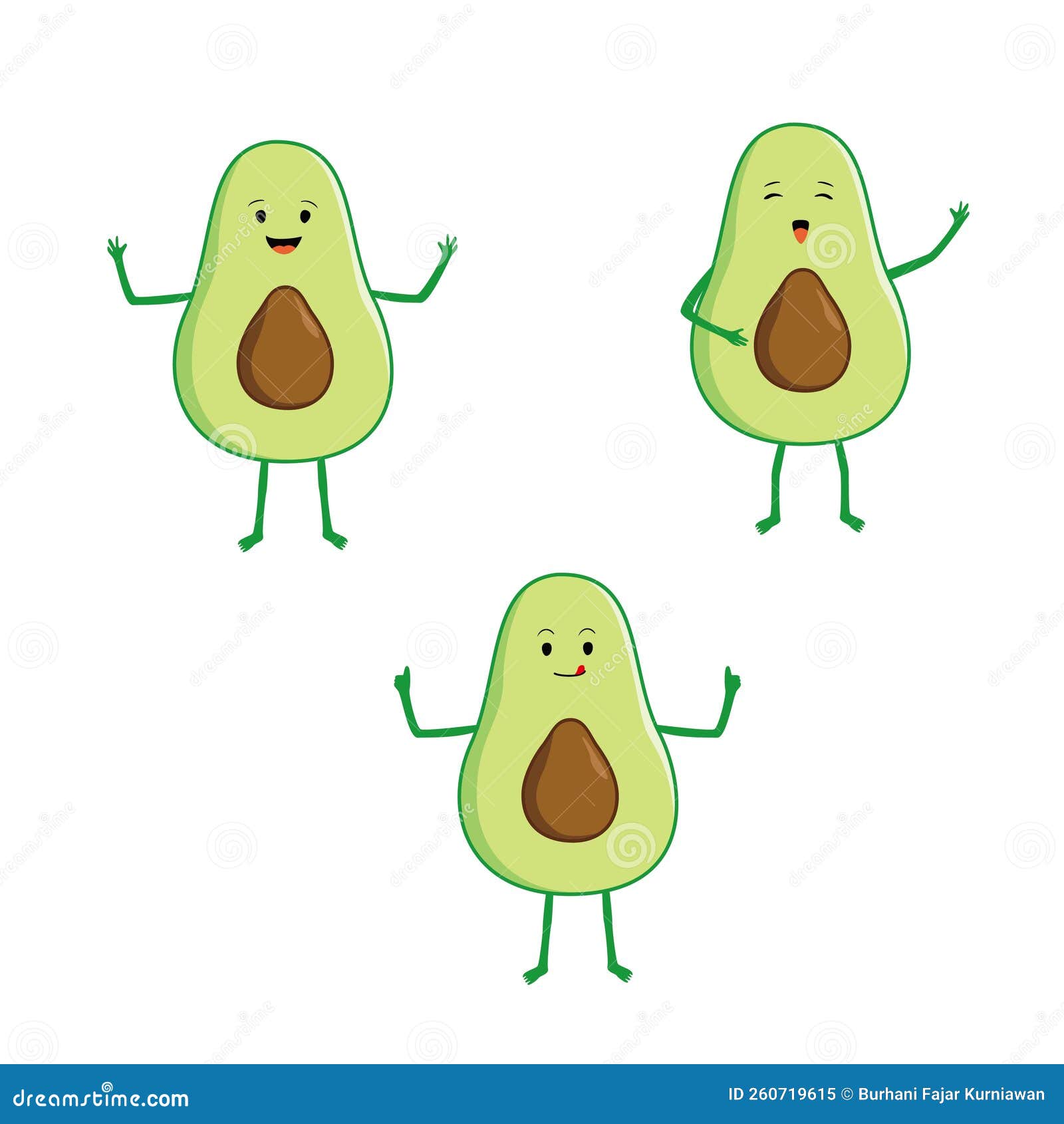 Set of Cute Avocado Character Design Illustration Stock Vector ...