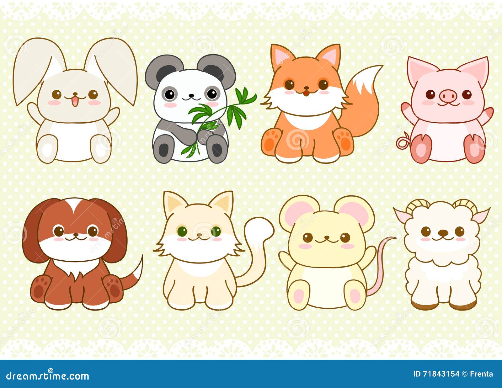 Set of Cute Baby Animals in Kawaii Style Stock Vector - Illustration of ... Set of Cute Baby Animals in Kawaii Style Stock Vector - Illustration of ...