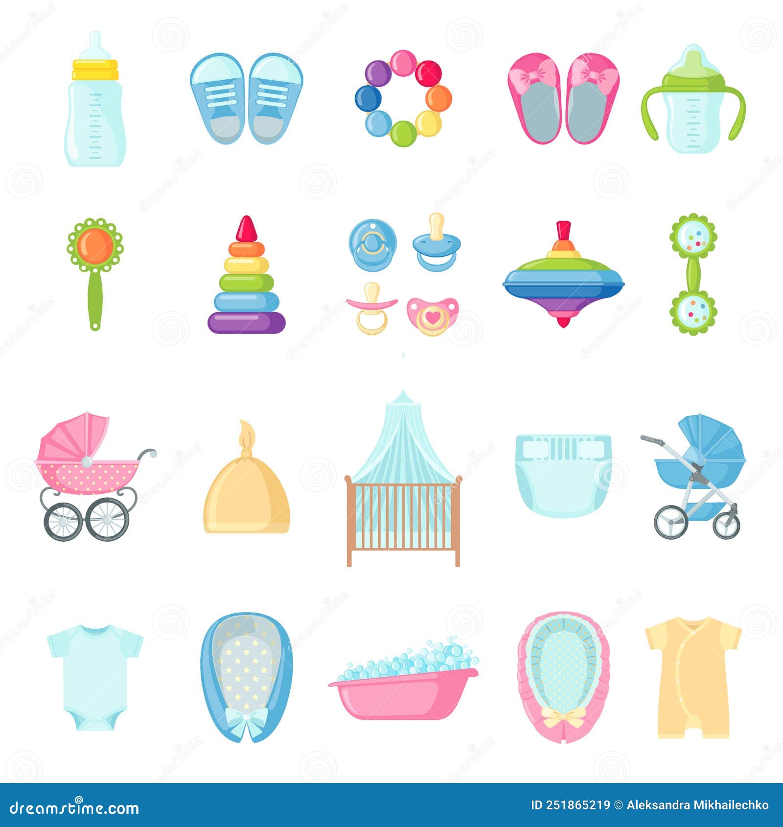 Set of Cute Baby Elements. Baby Shower Collection Stock Vector ...