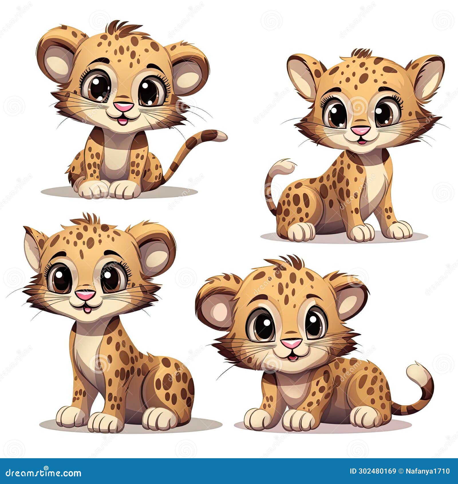 Set of cute baby leopards stock image. Image of poster - 302480169