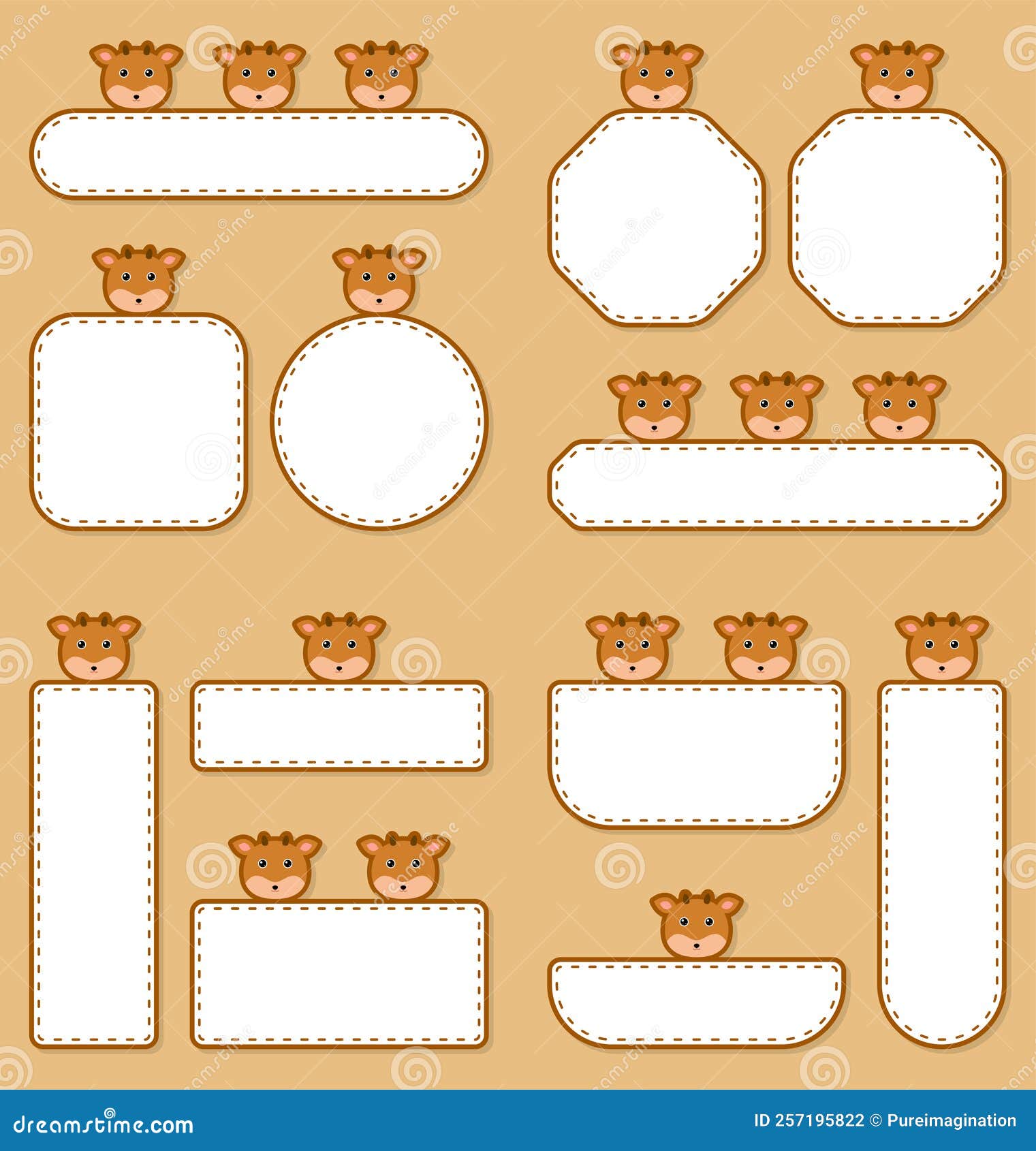 Set of Cute Banner with Deer Stock Vector - Illustration of happy ...