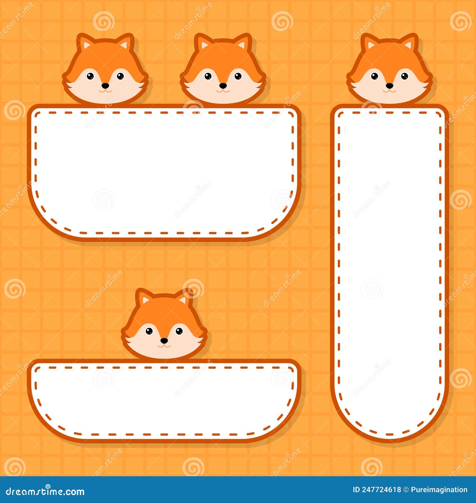 Set of Cute Banner with Fox Stock Vector - Illustration of flyer ...