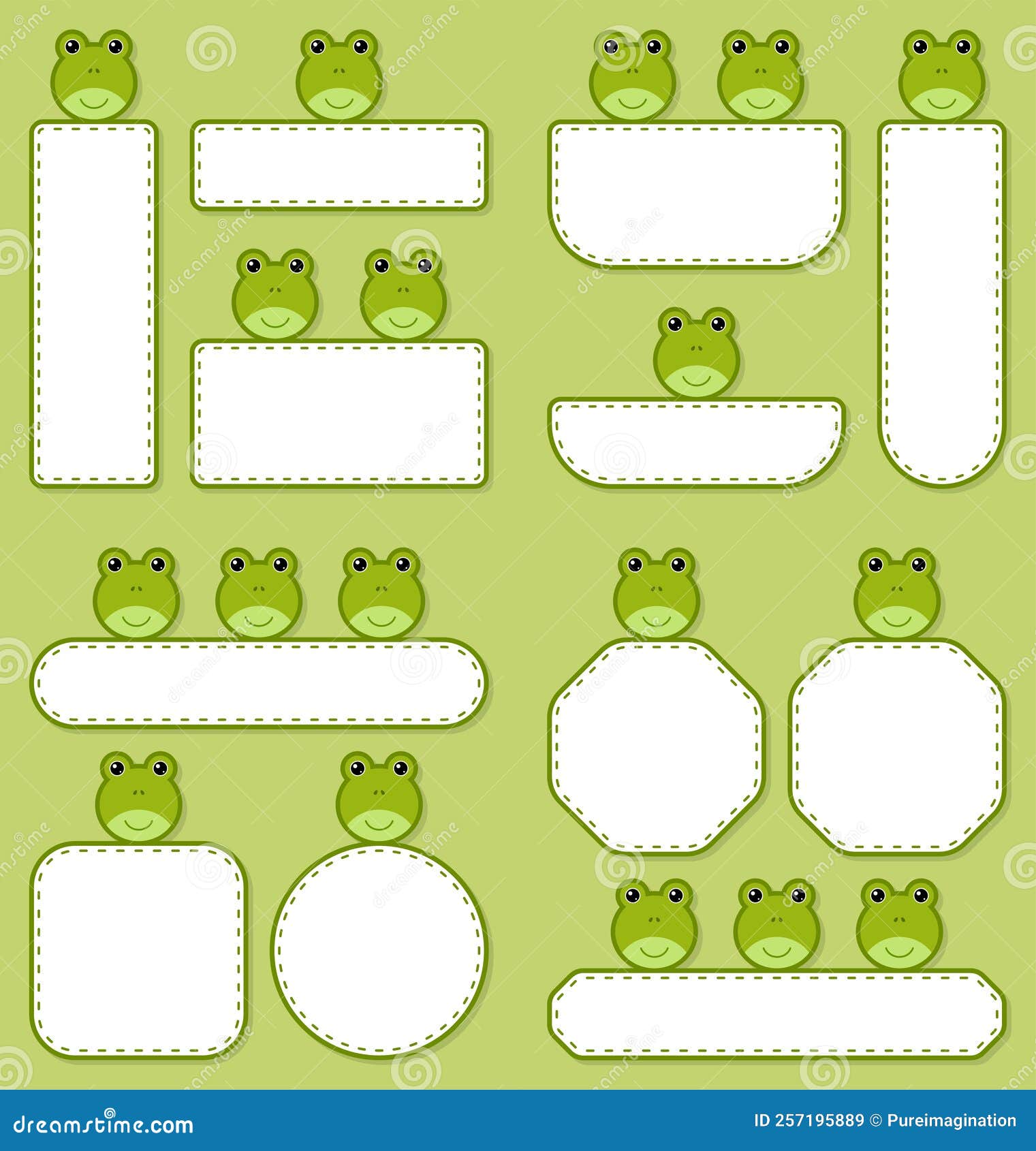 Set of Cute Banner with Frog Stock Vector - Illustration of flat, funny ...