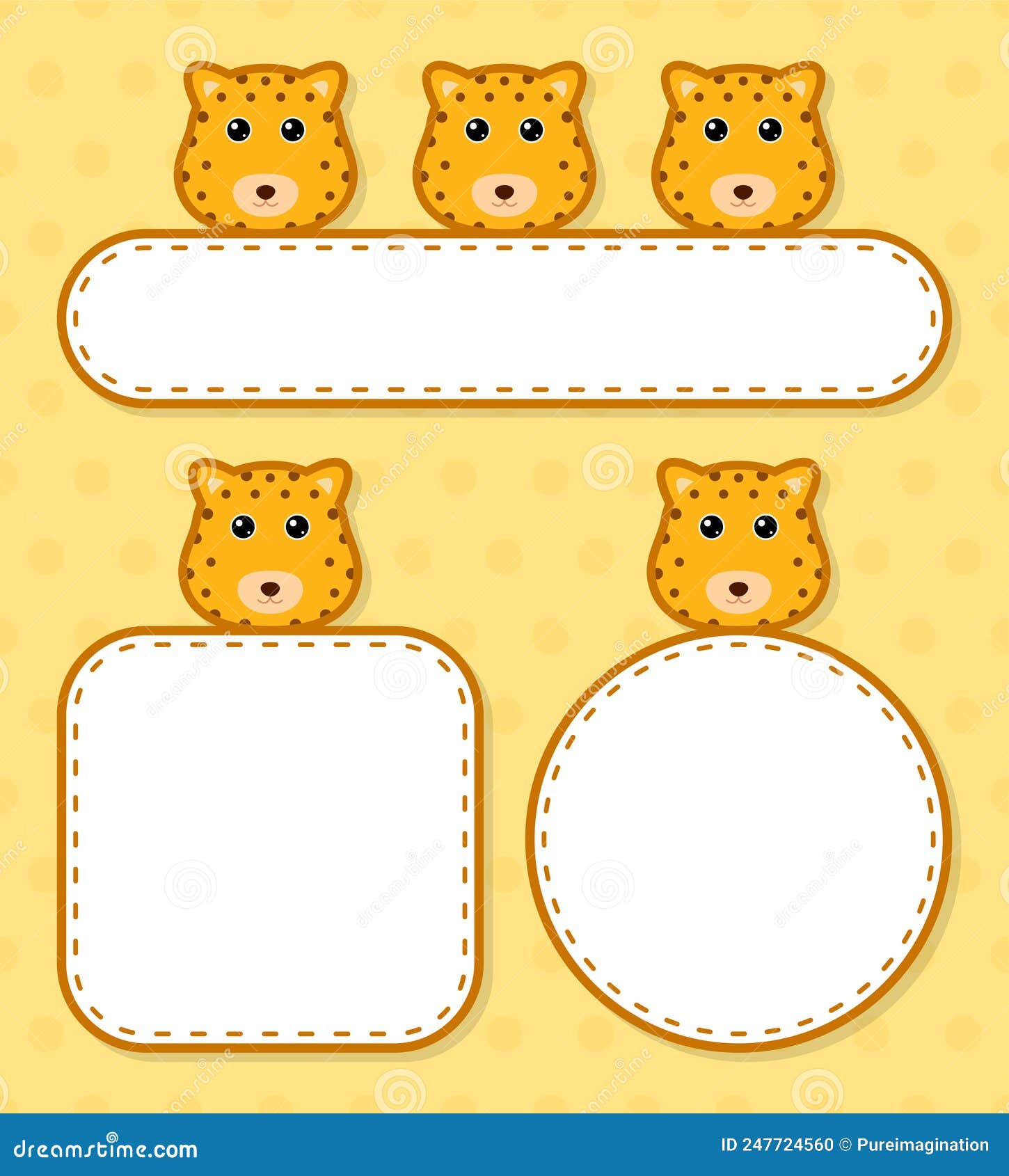 Set of Cute Banner with Leopard Stock Vector - Illustration of graphic ...