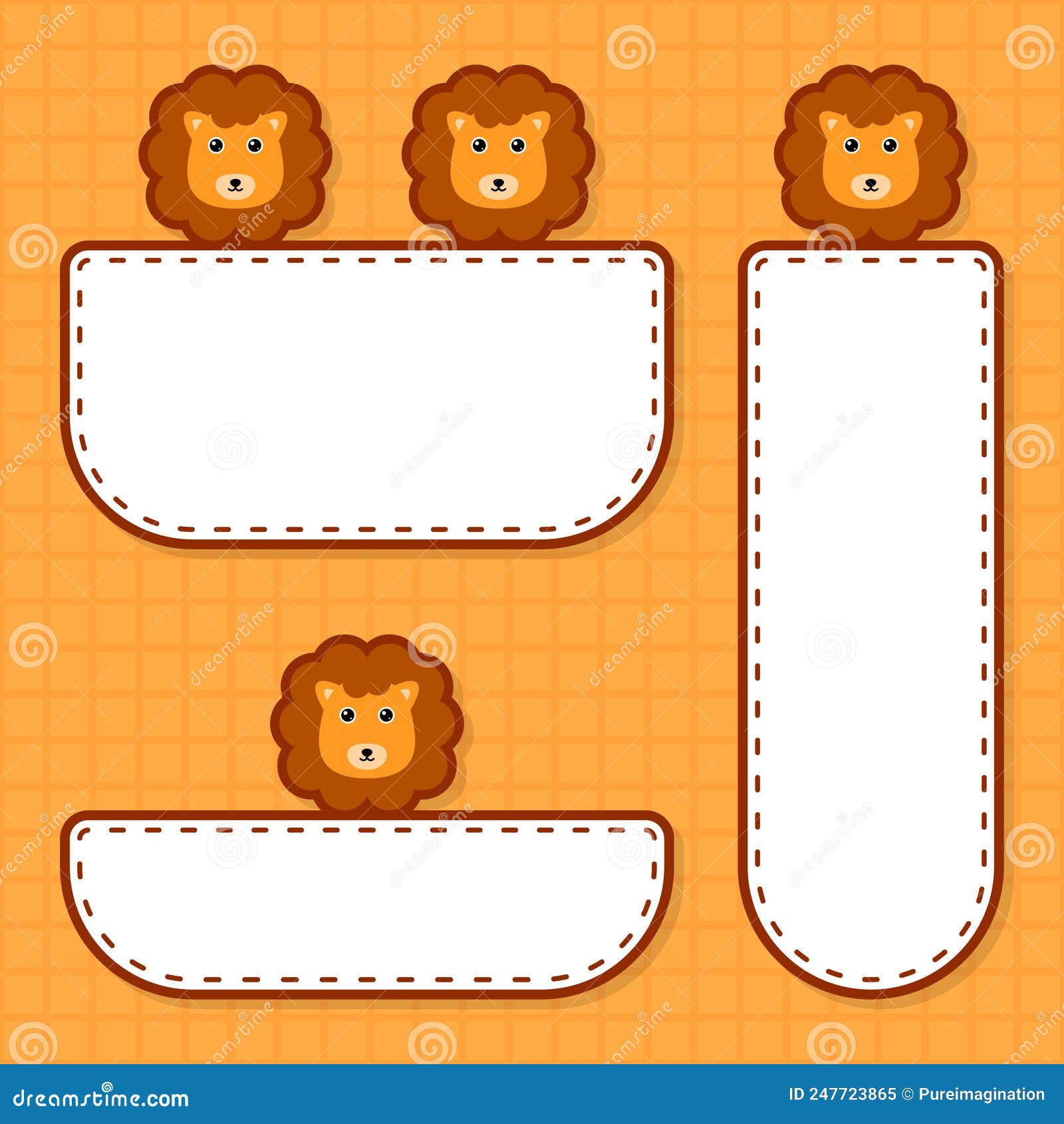 Set of Cute Banner with Lion Stock Vector - Illustration of divider ...