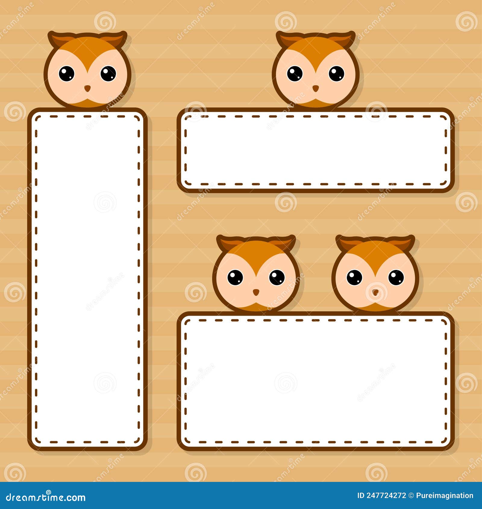 Set of Cute Banner with Owl Stock Vector - Illustration of design ...