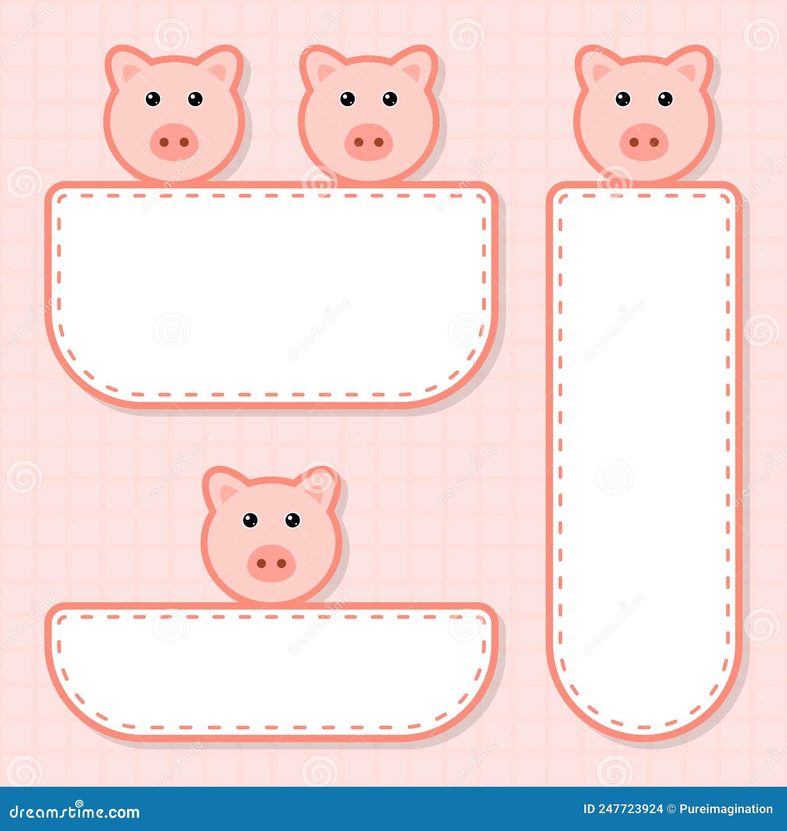 Set of Cute Banner with Pig Stock Vector - Illustration of adorable ...
