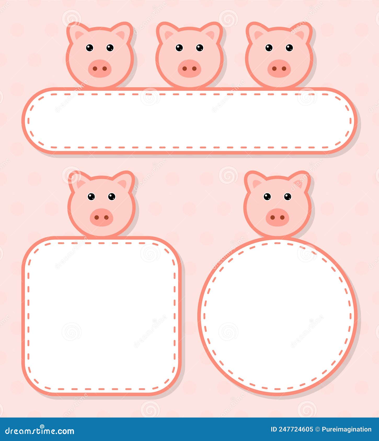 Set of Cute Banner with Pig Stock Vector - Illustration of decorative ...