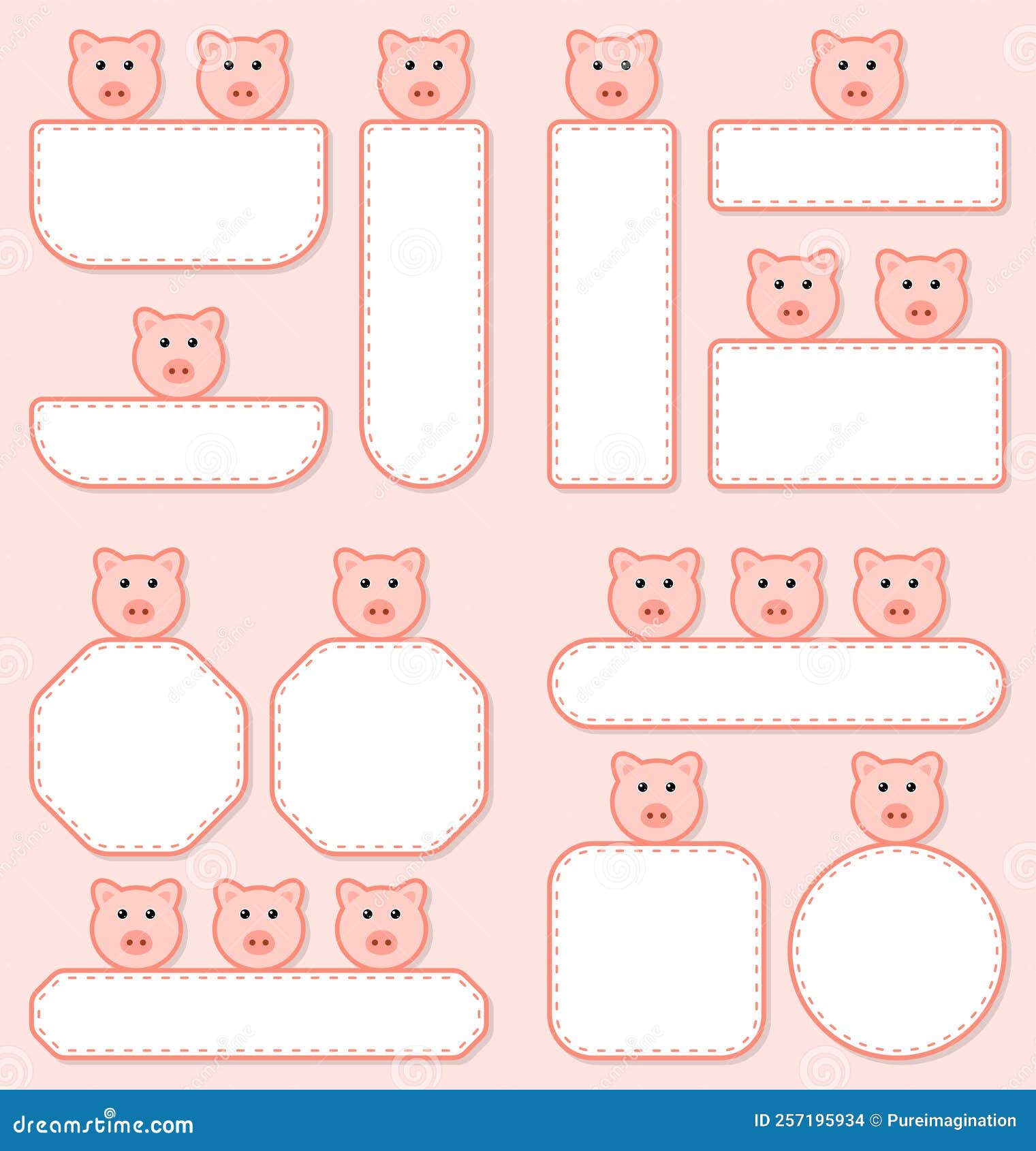 Set of Cute Banner with Pig Stock Vector - Illustration of decorative ...